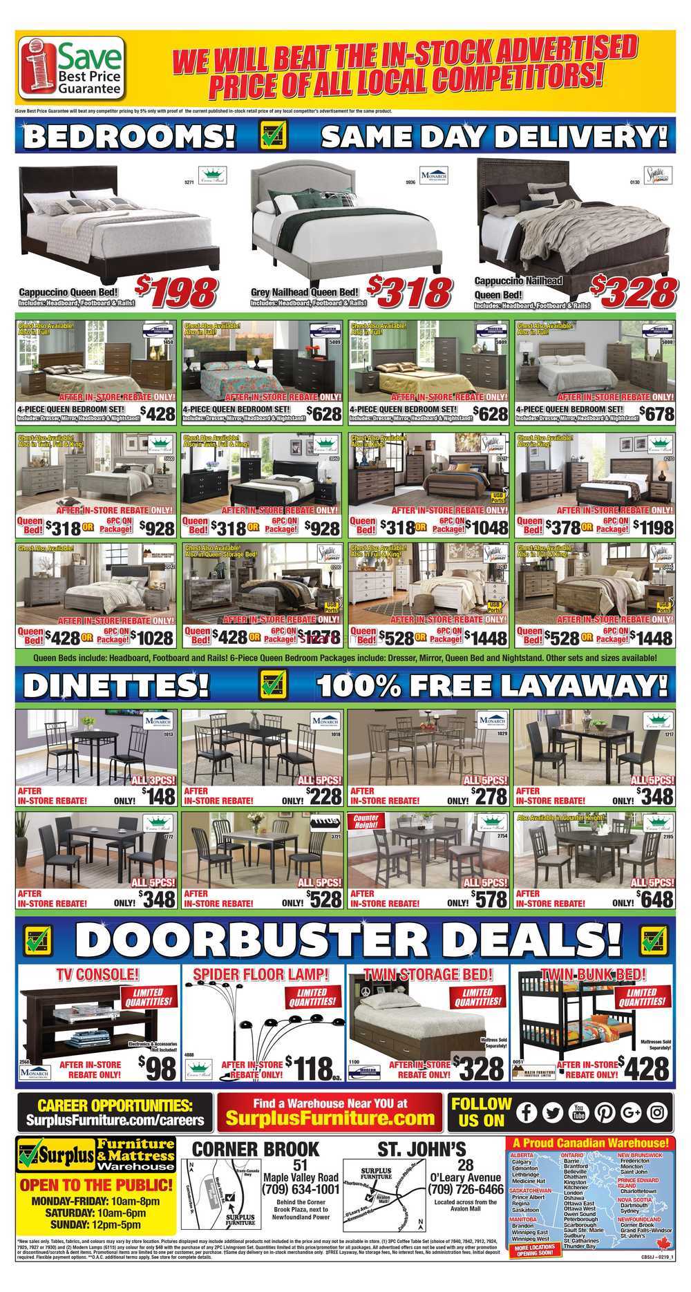 Surplus Furniture & Mattress Warehouse (Corner Brook) Flyer January 29 ...