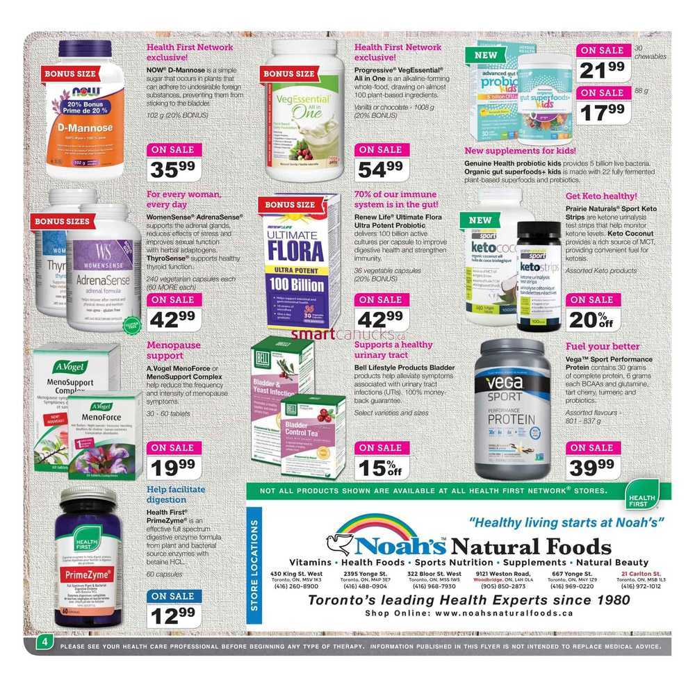 Noah's Natural Foods Health First May 3 to 18