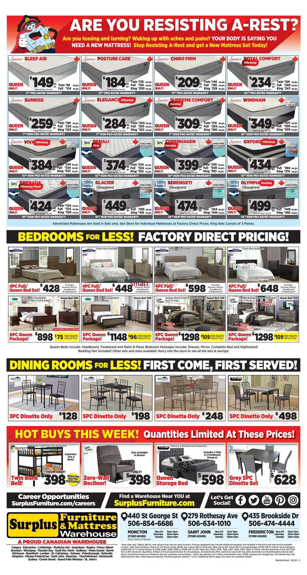 Surplus Furniture & Mattress Warehouse (Moncton) Flyer May 19 to 25