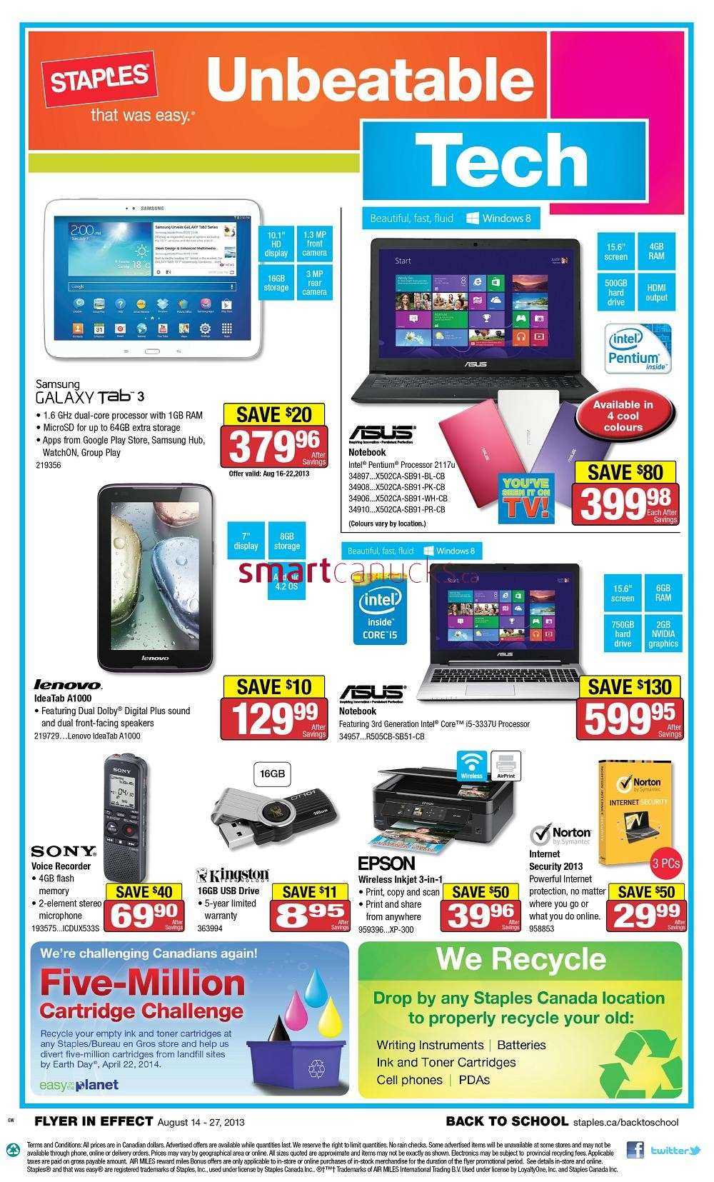 Staples Flyer August 14 To 27