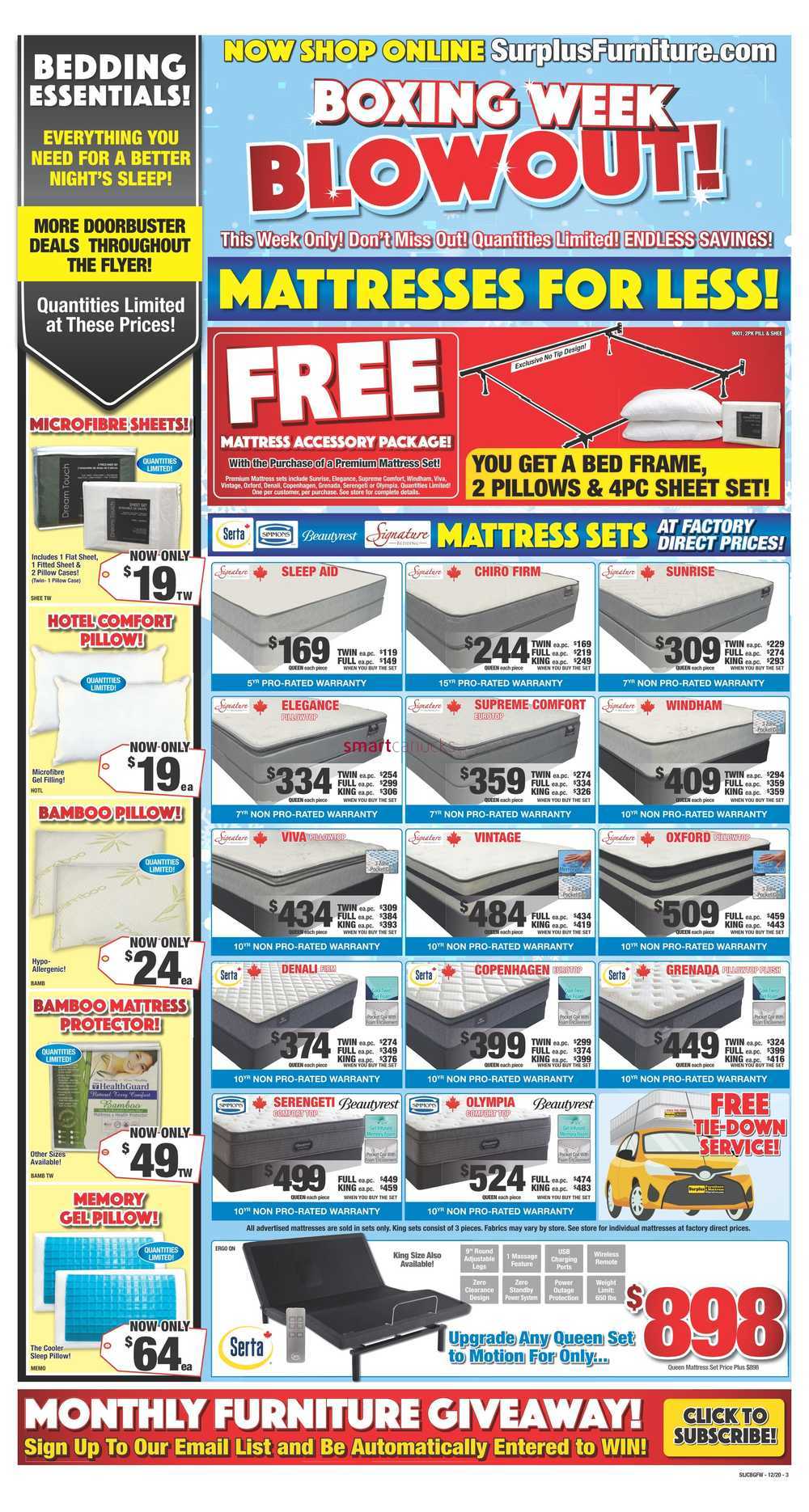 Surplus Furniture & Mattress Warehouse (Corner Brook) Flyer December 22 ...