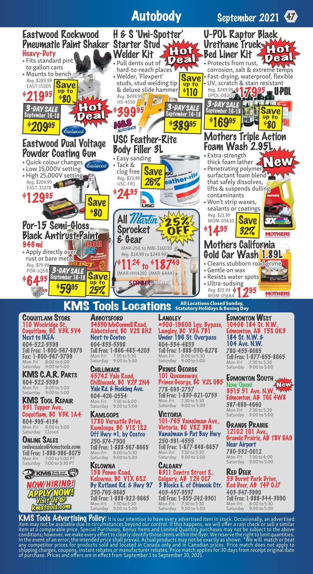 KMS Tools and Equipment Flyer September 1 to 30
