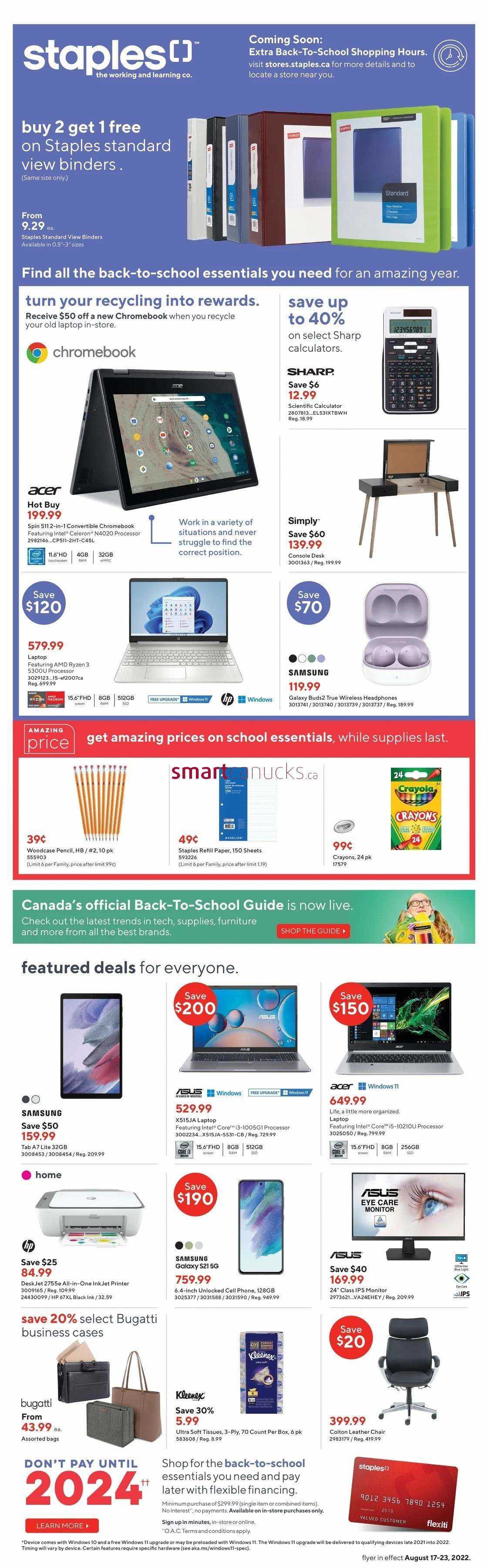 Staples Flyer August 17 To 23