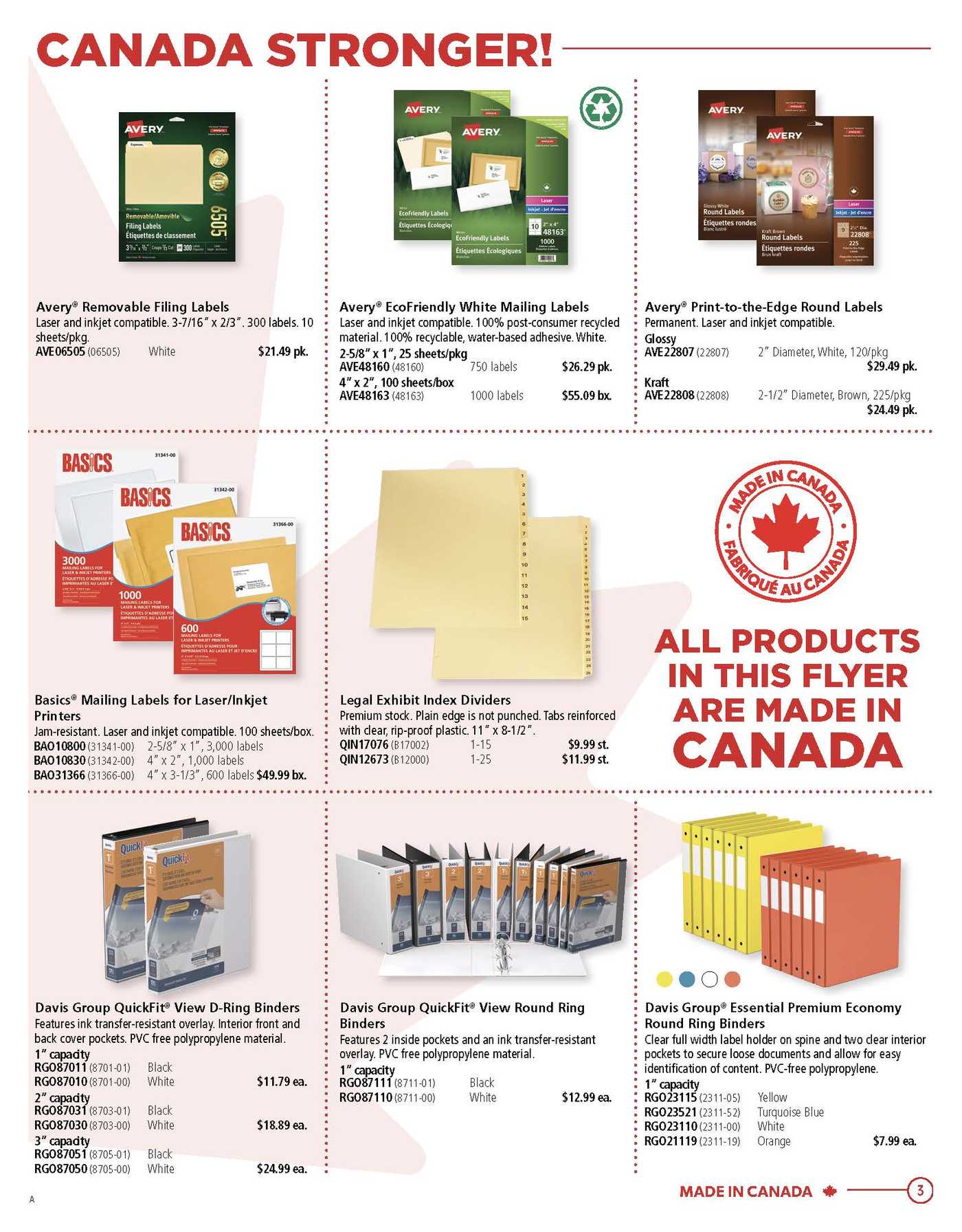 Covey Basics Canadian Made Products Flyer July 1 to 31