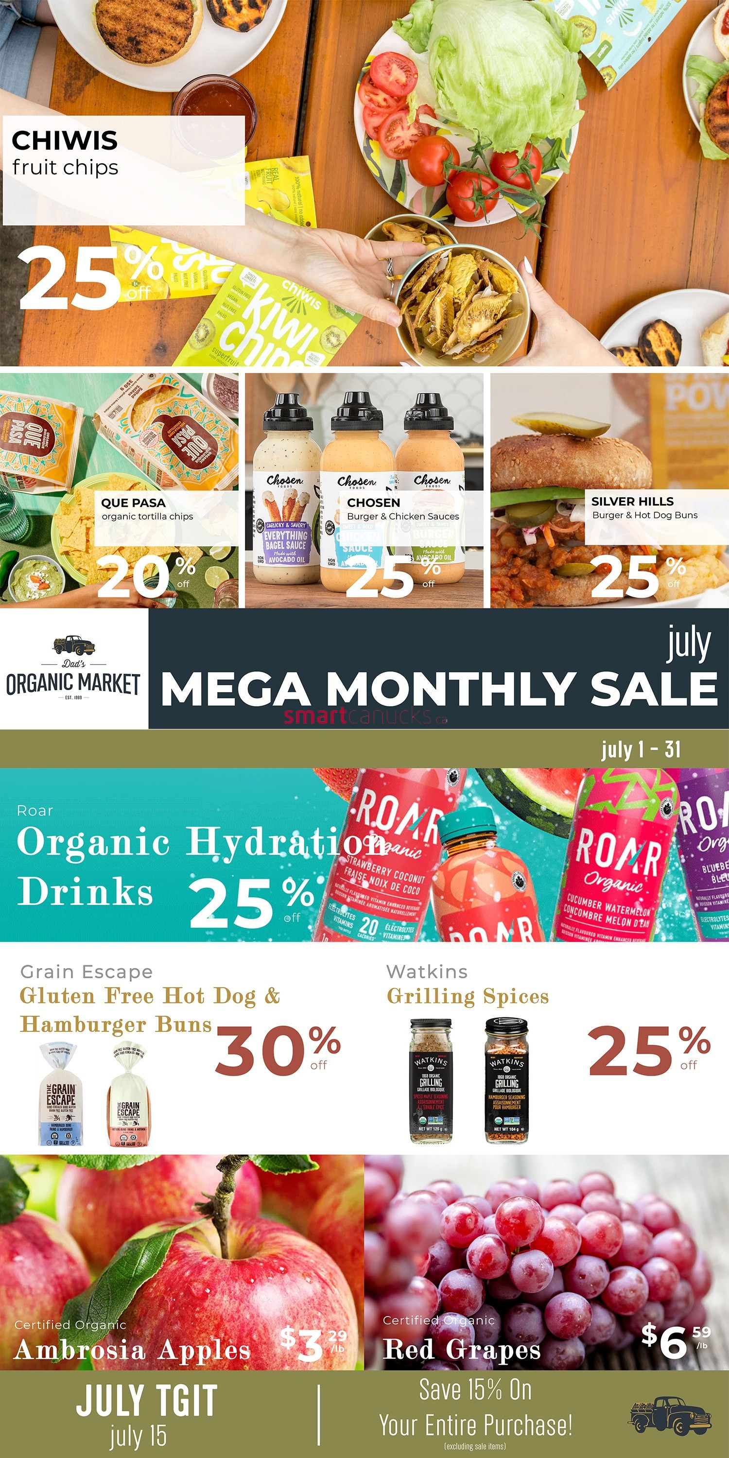 Dad’s Organic Market Monthly Flyer July 1 to 31