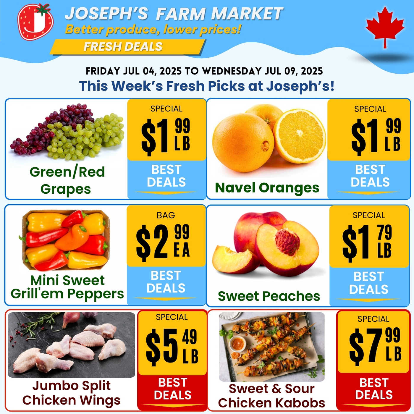 Joseph's Farm Market Flyer July 4 to 9