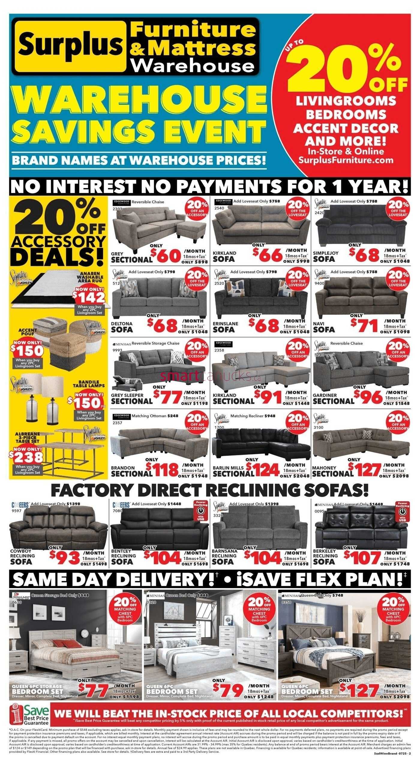 Surplus Furniture & Mattress Warehouse (Winnipeg, Brandon) Flyer July 7 to 27