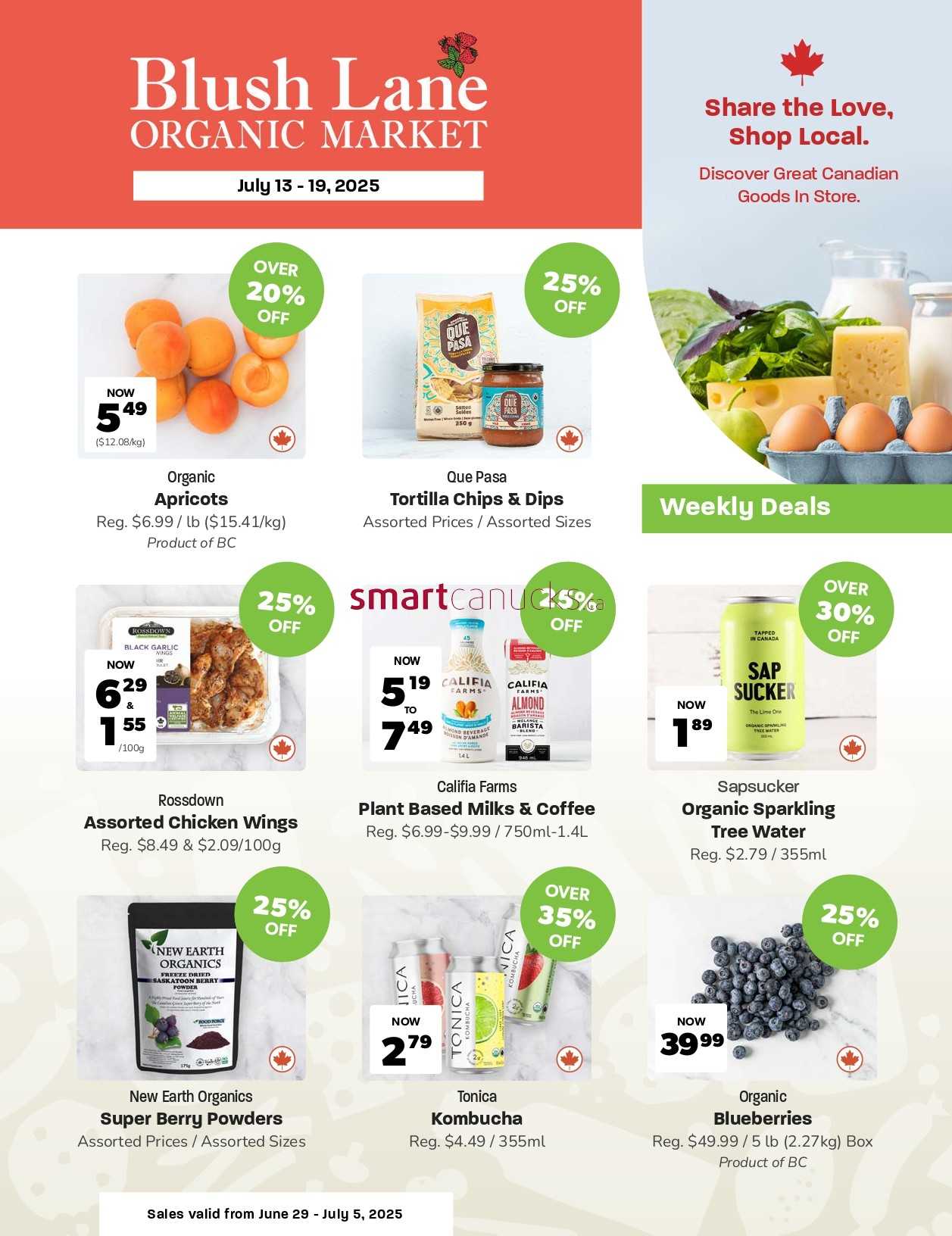 Blush Lane Organic Market Flyer July 13 to 19