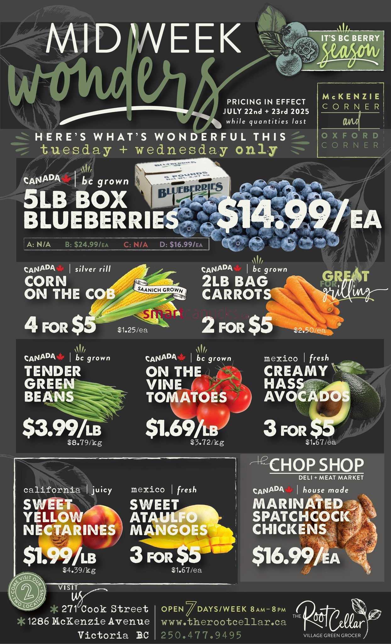 The Root Cellar Mid-Week Flyer July 22 and 23