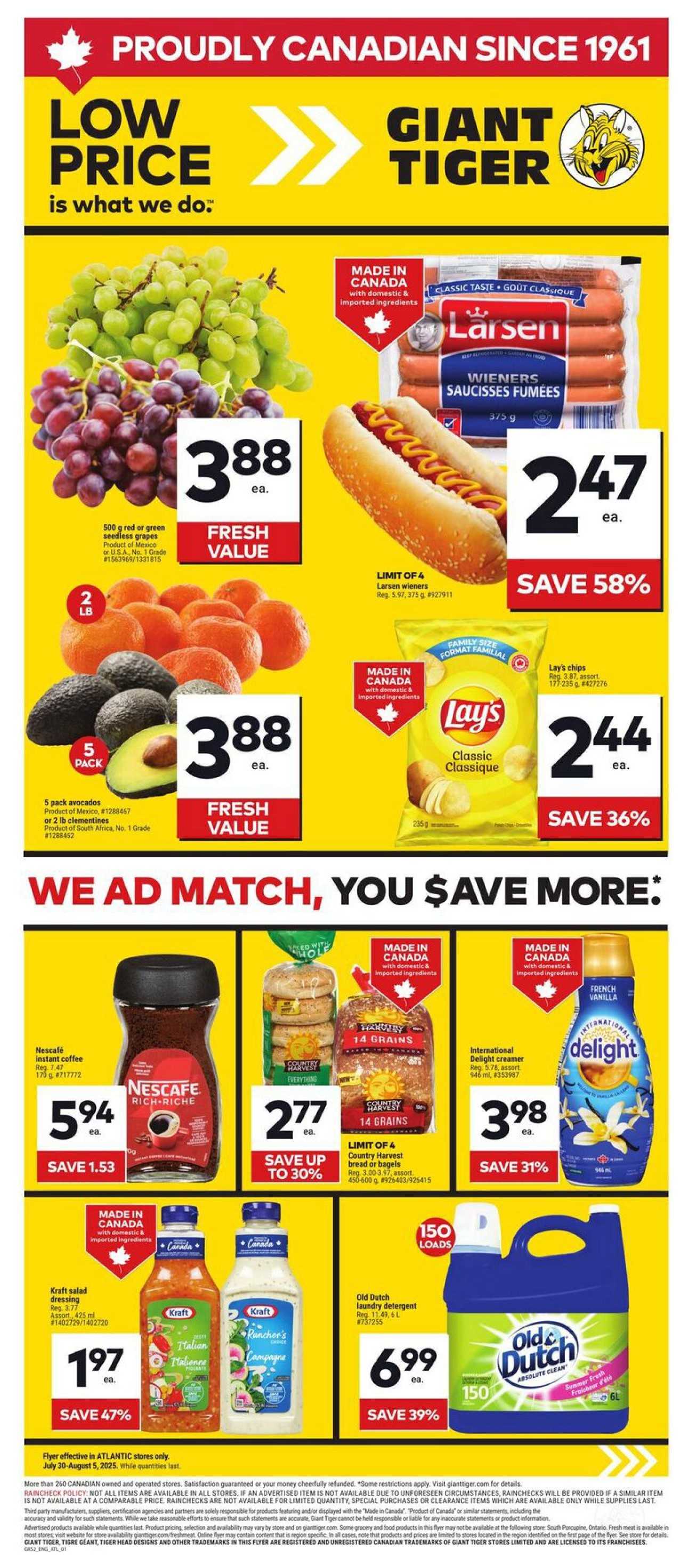 Giant Tiger (Atlantic) Flyer July 30 to August 5