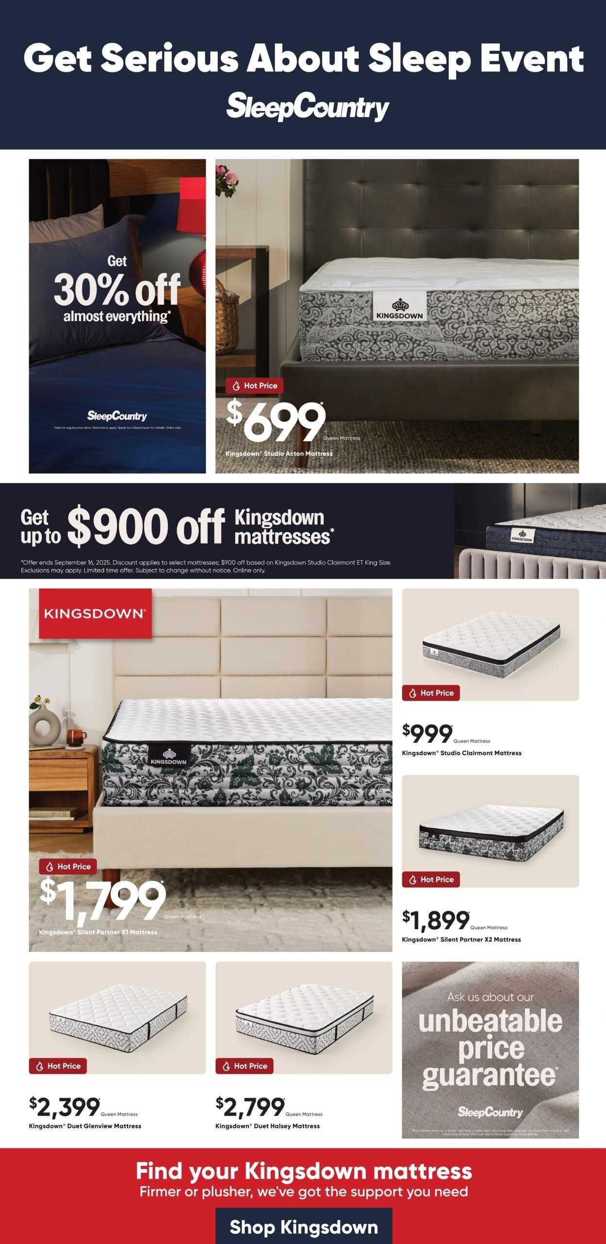 Sleep Country Flyer July 30 to August 5