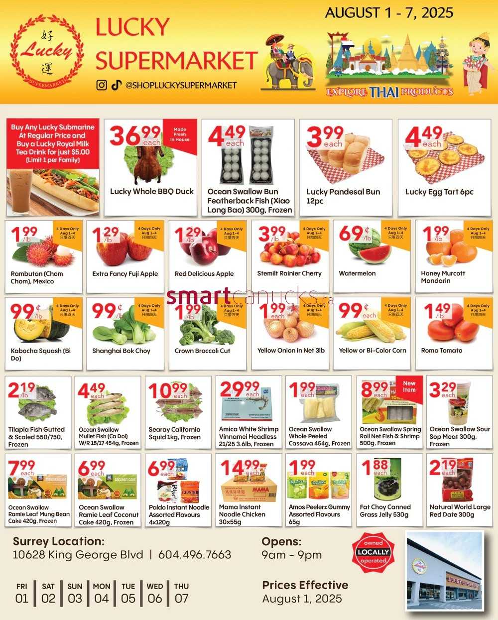 Lucky Supermarket (Surrey) Flyer August 1 to 7