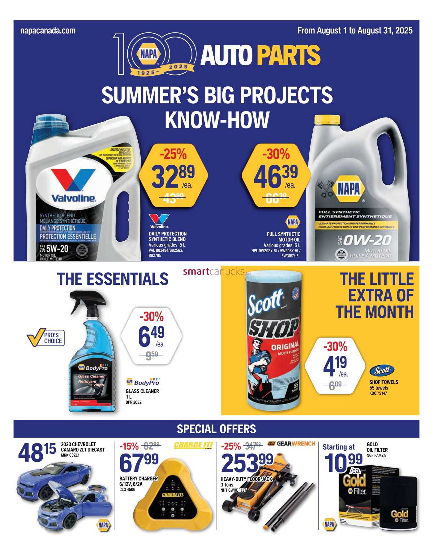 NAPA Auto Parts Flyer August 1 to 31
