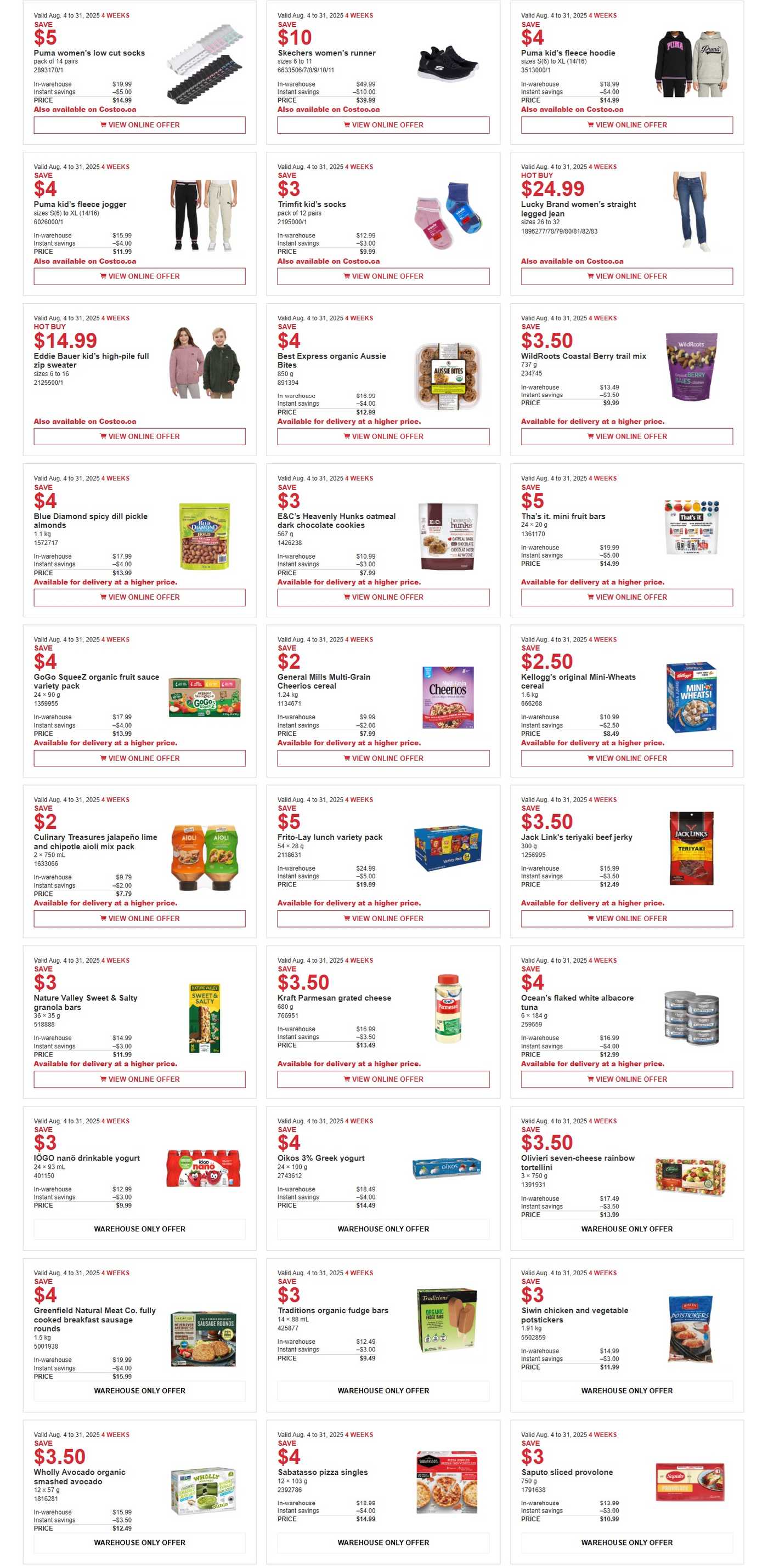 Costco (West, ON & Atlantic Canada) Warehouse Offers August 4 to 31