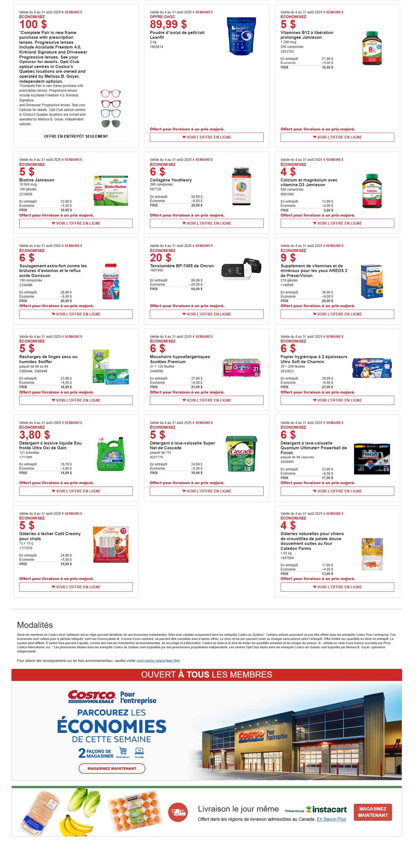 Costco (QC) Warehouse Offers August 4 to 31