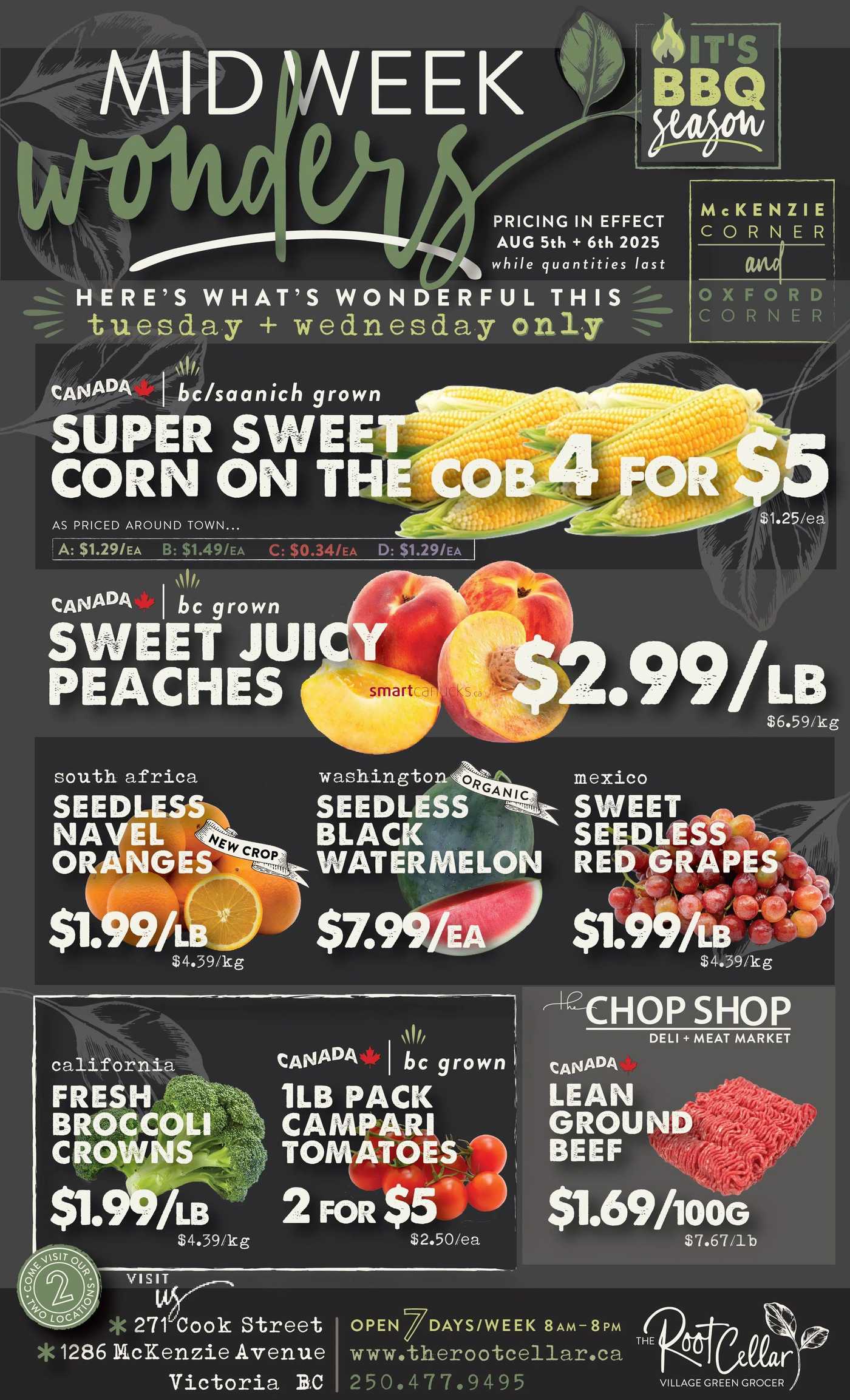 The Root Cellar Mid-Week Flyer August 5 and 6