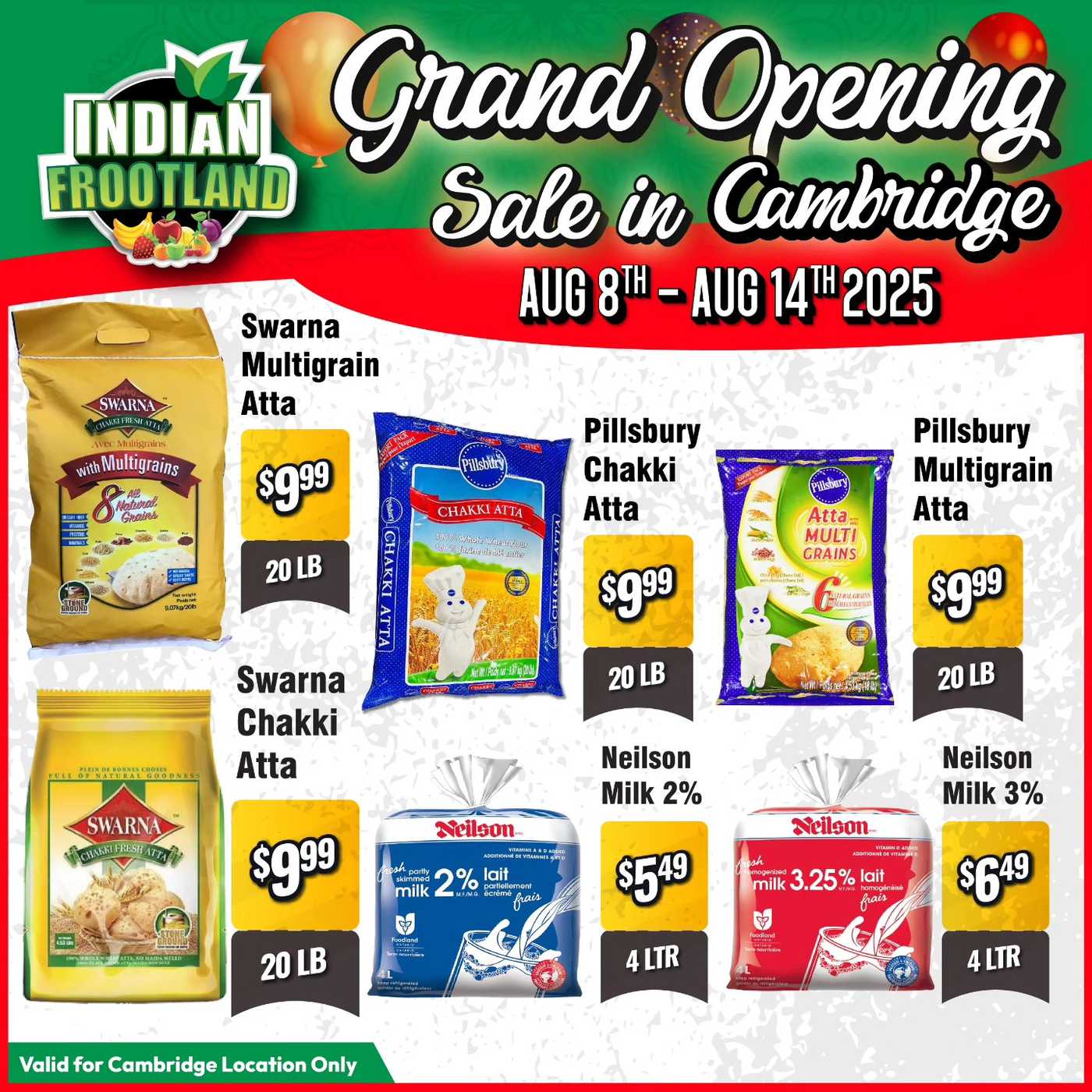 Indian Frootland (Cambridge) Flyer August 8 to 14