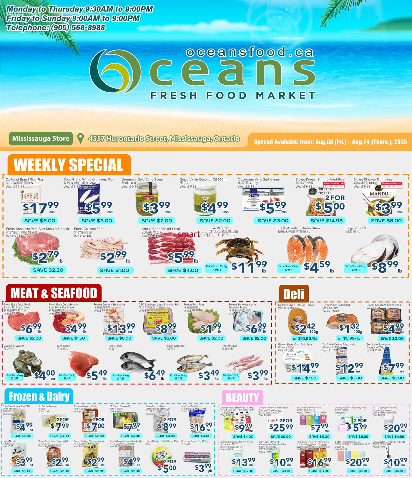 Oceans Fresh Food Market (Mississauga) Flyer August 8 to 14