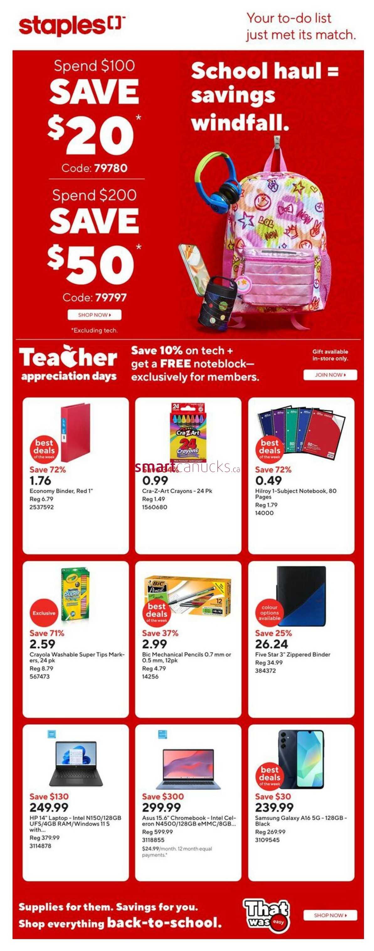 Staples Flyer August 8 to 14
