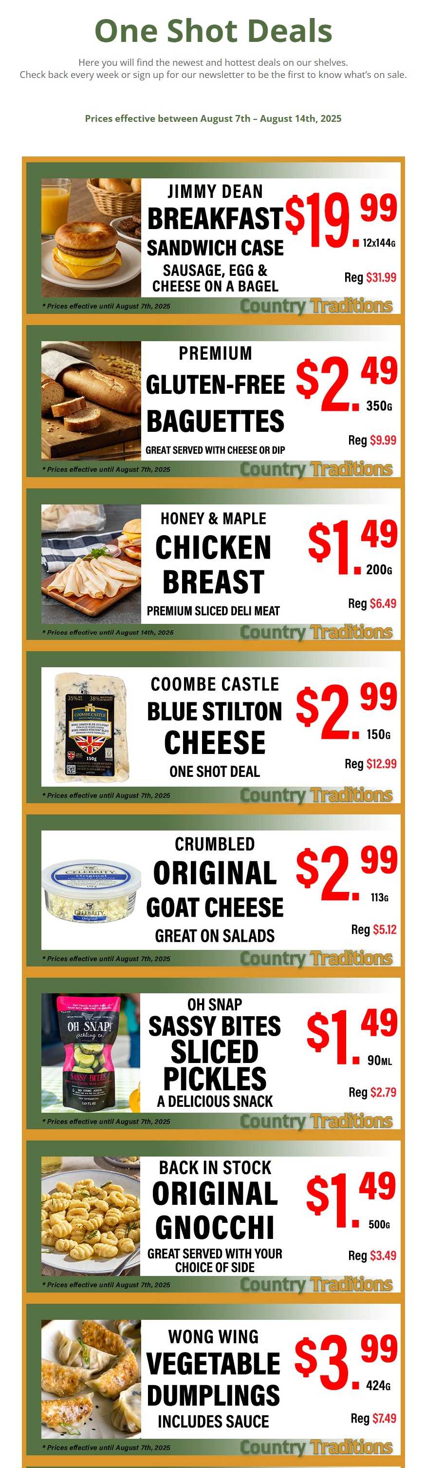 Country Traditions One-Shot Deals Flyer August 7 to 14
