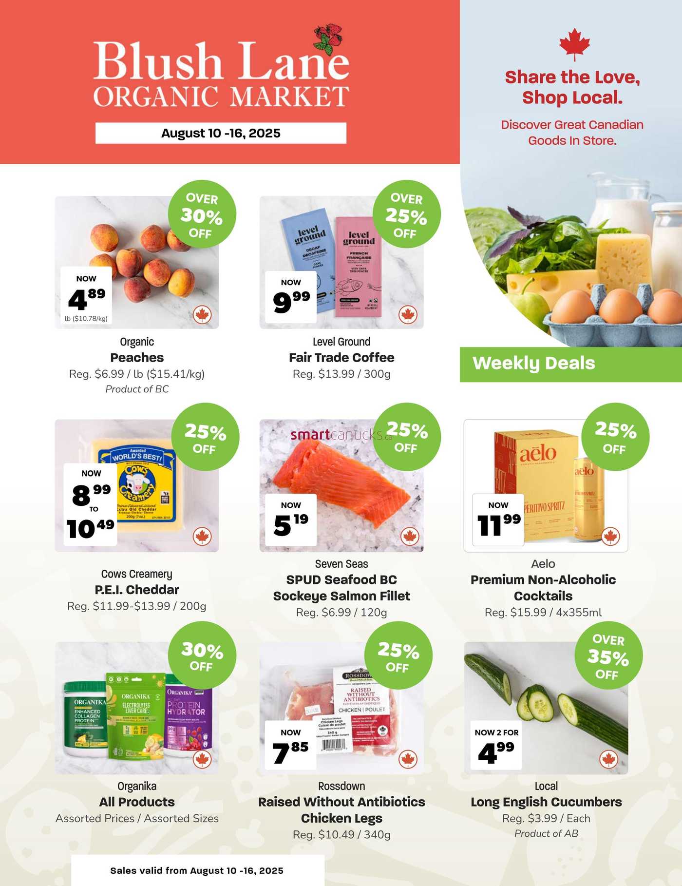 Blush Lane Organic Market Flyer August 10 to 16