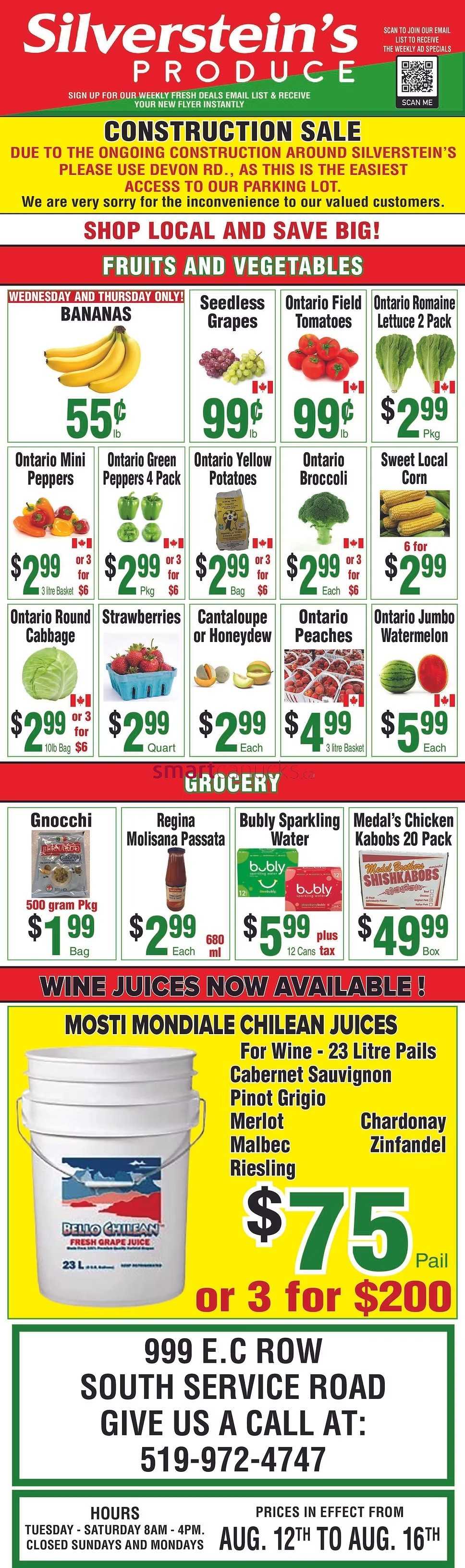 Silverstein's Produce Flyer August 12 to 16