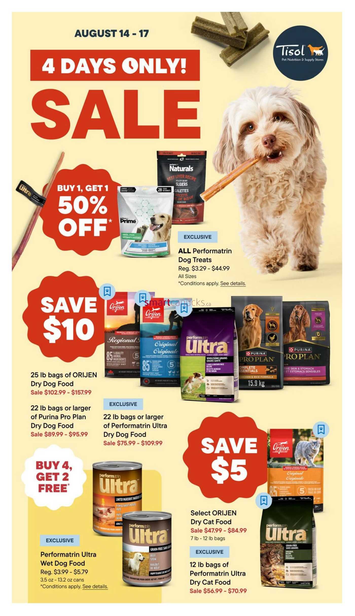 Tisol Pet Nutrition & Supply Stores Flyer August 14 to 17