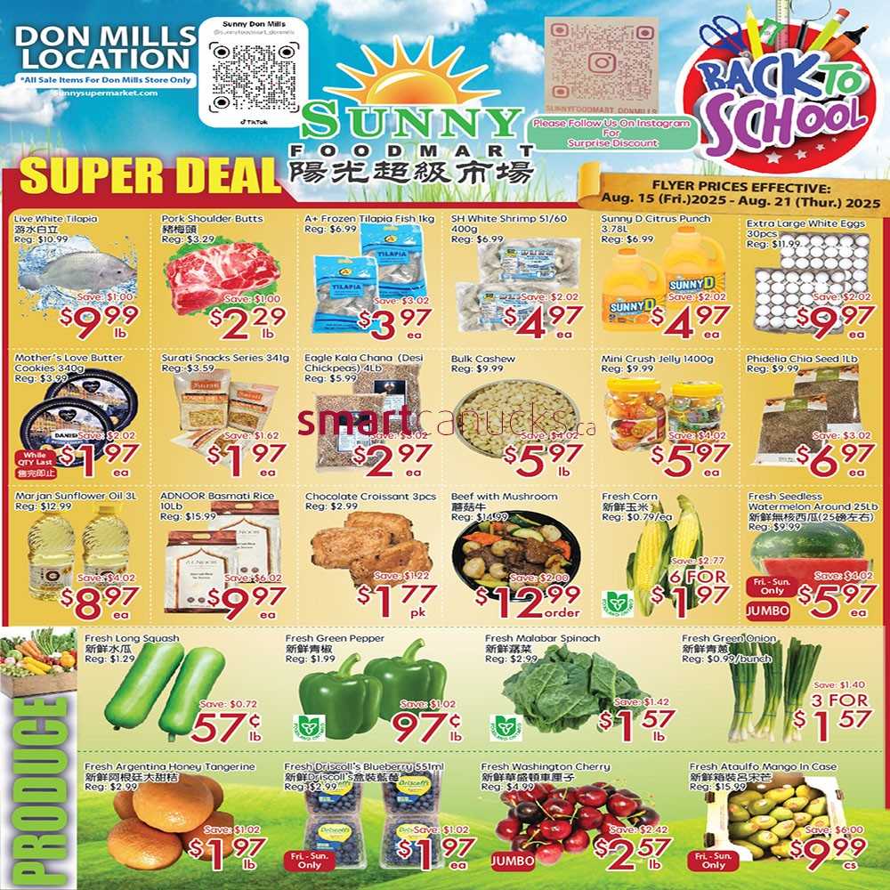 Sunny Foodmart (Don Mills) Flyer August 15 to 21