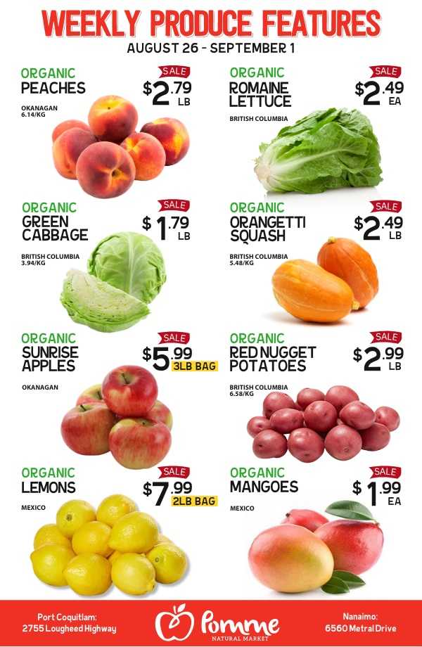 Pomme Natural Market Weekly Produce Flyer August 26 to September 1