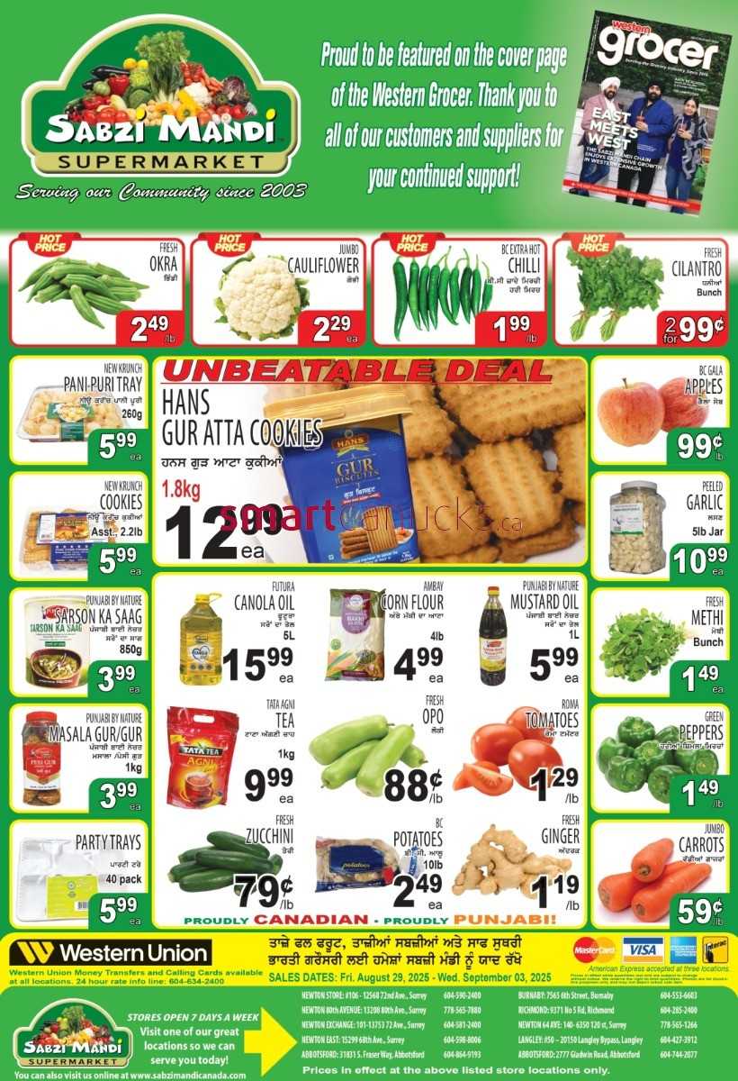 Sabzi Mandi Supermarket (Lower Mainland) Flyer August 29 to September 3