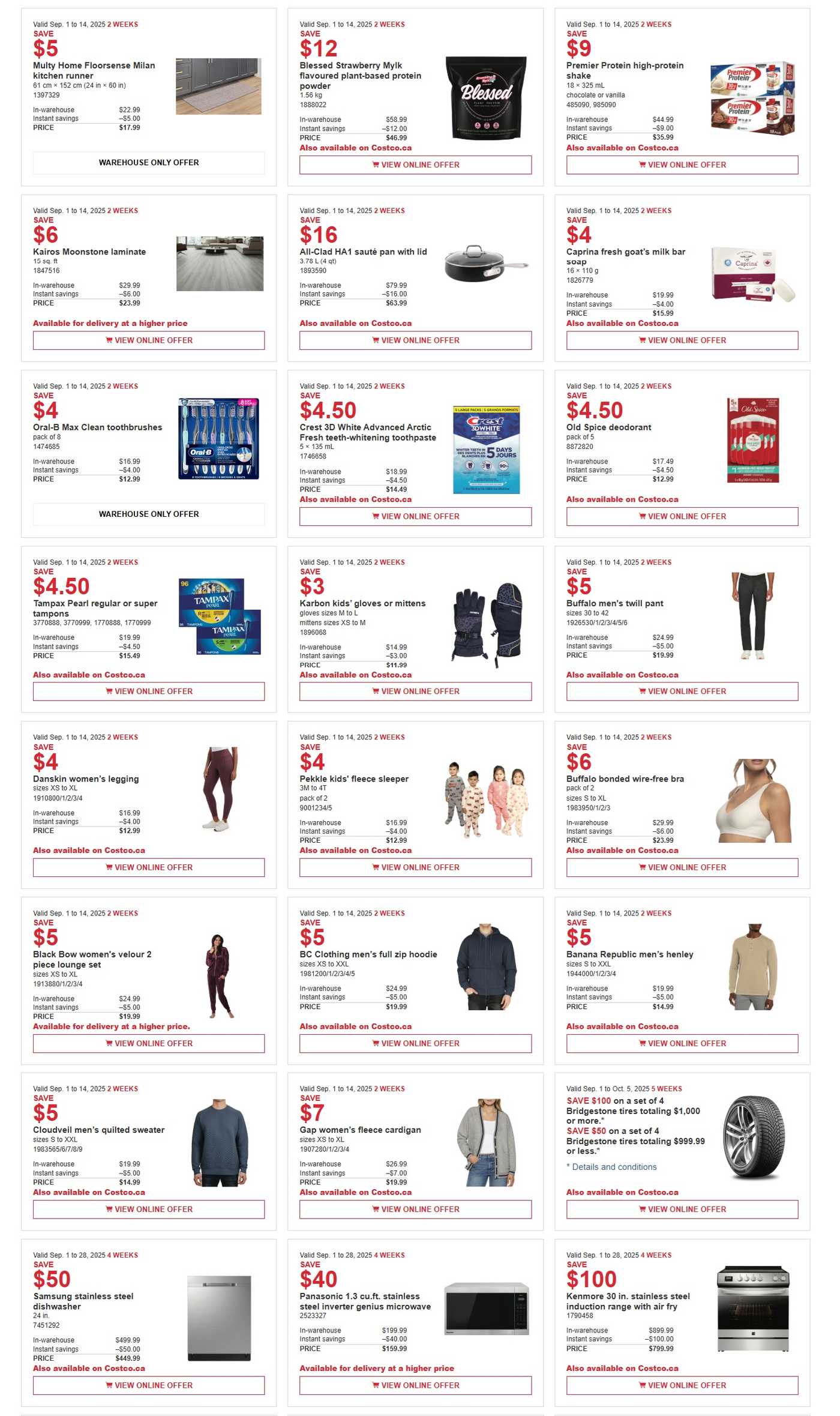 Costco (West, ON & Atlantic Canada) Warehouse Offers September 1 to 14