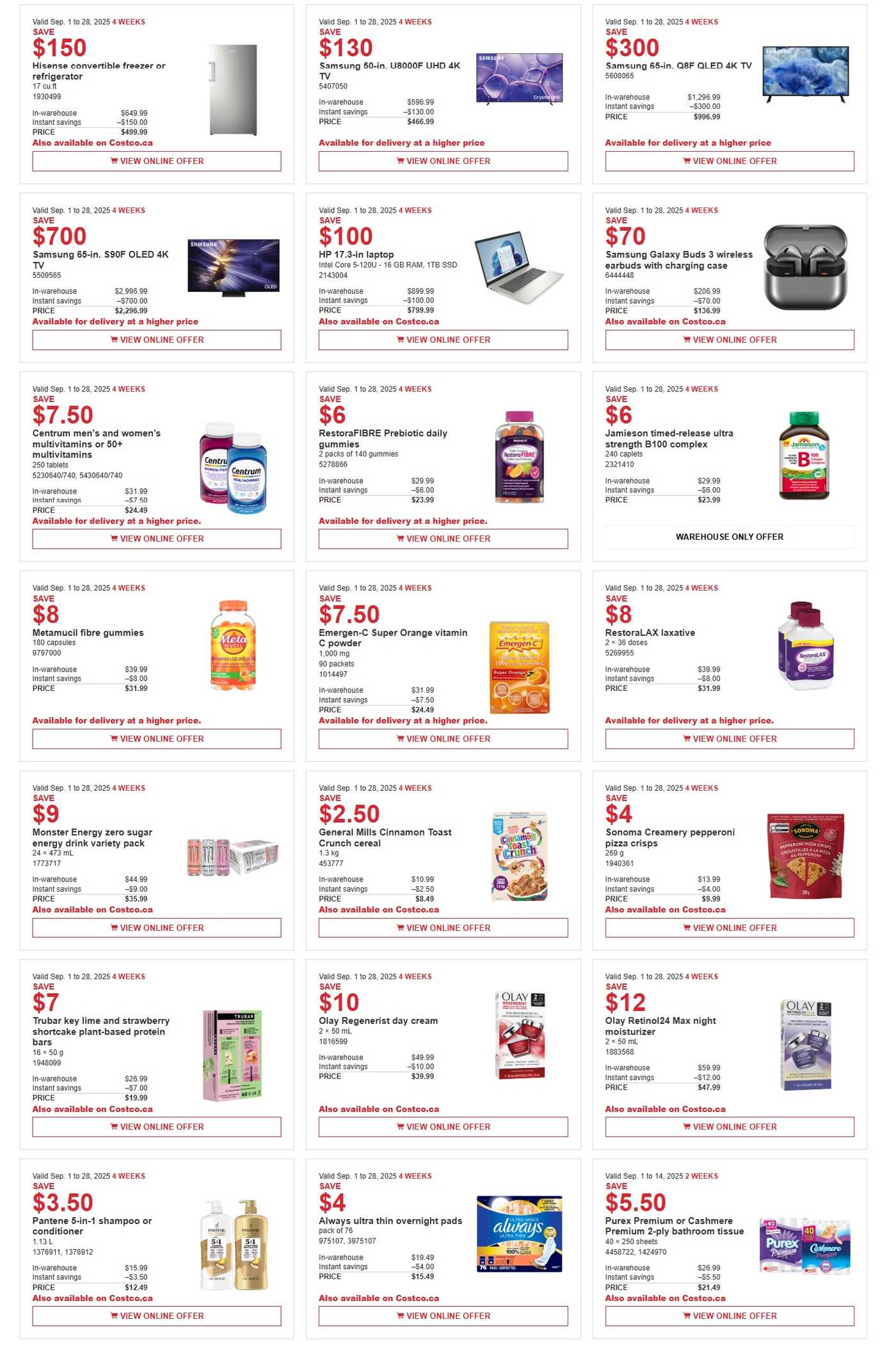 Costco (West, ON & Atlantic Canada) Warehouse Offers September 1 to 14