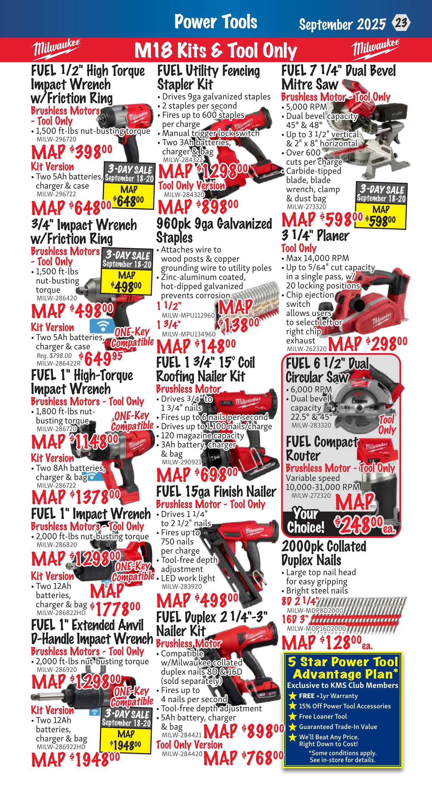 KMS Tools and Equipment Flyer September 1 to 30