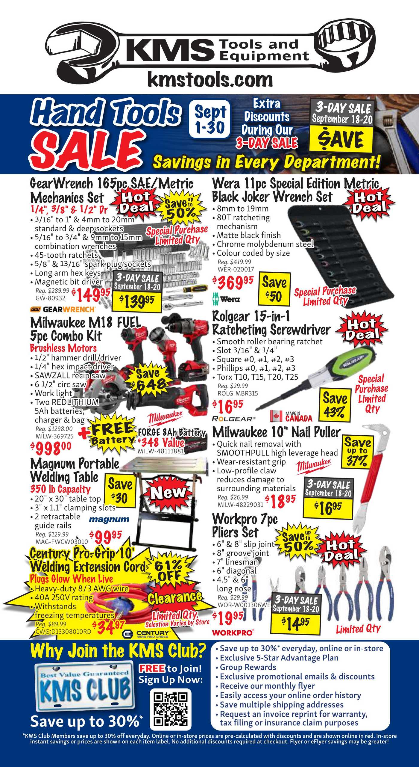 KMS Tools and Equipment Flyer September 1 to 30