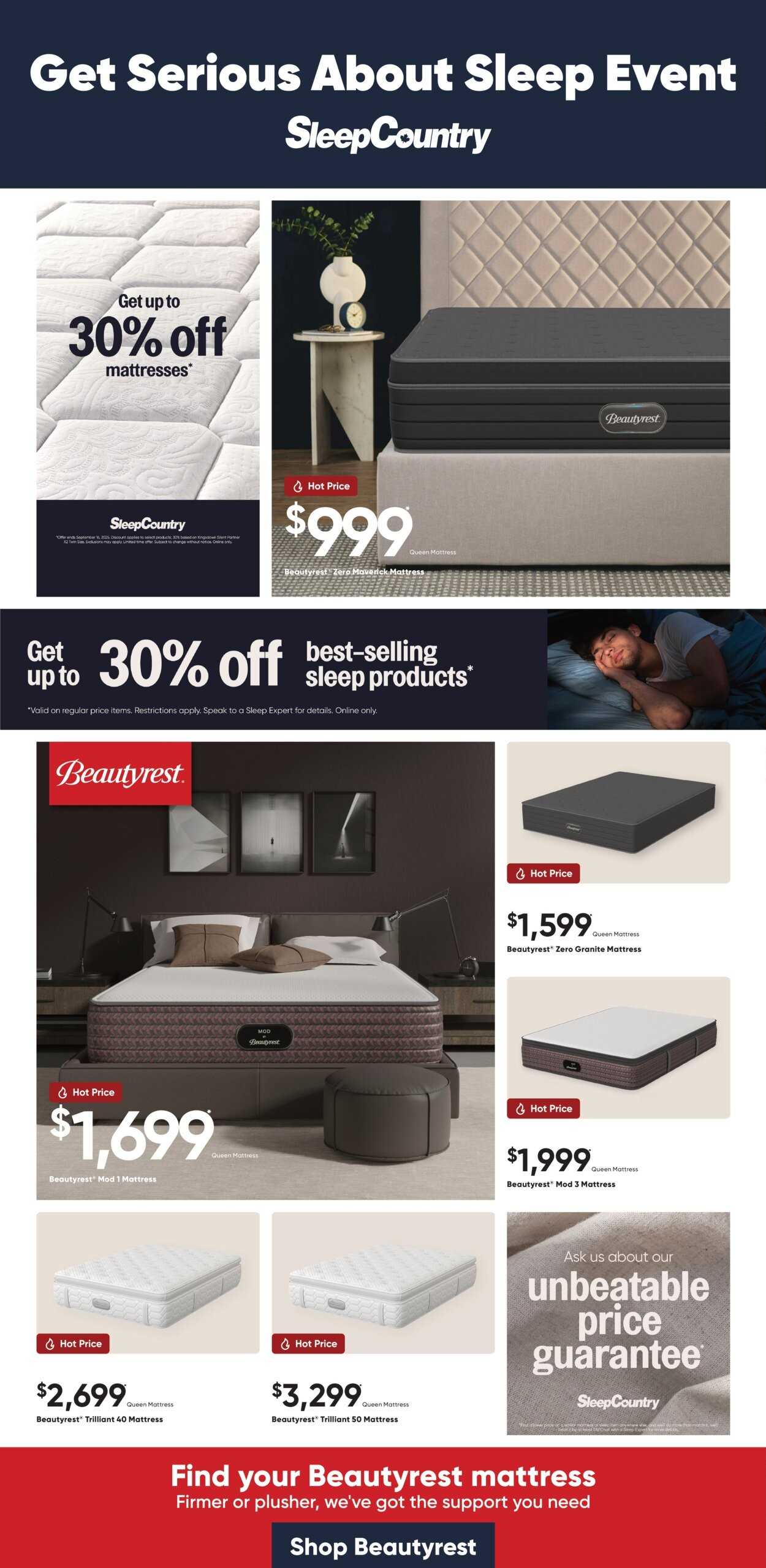 Sleep Country Flyer September 3 to 8