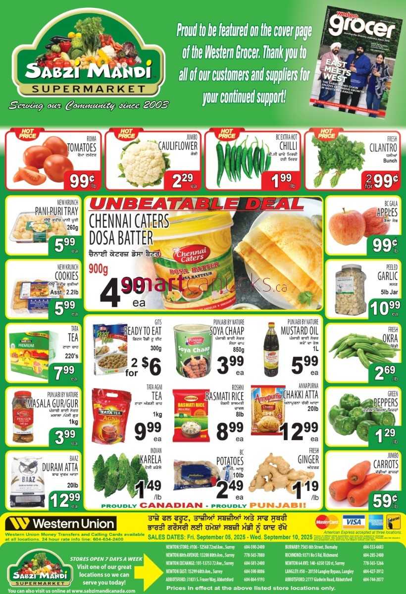 Sabzi Mandi Supermarket (Lower Mainland) Flyer September 5 to 10