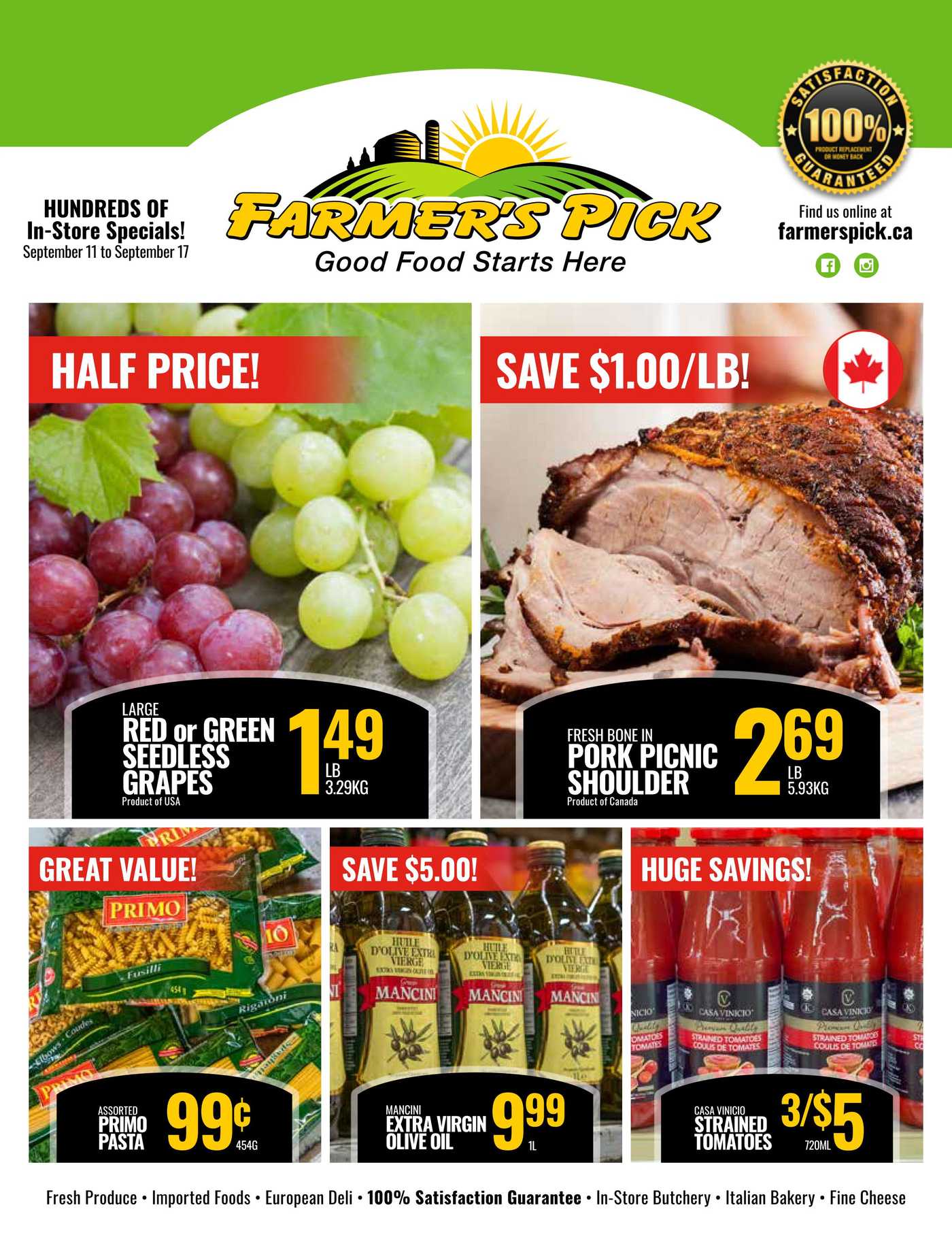 Farmer's Pick Flyer September 11 to 17