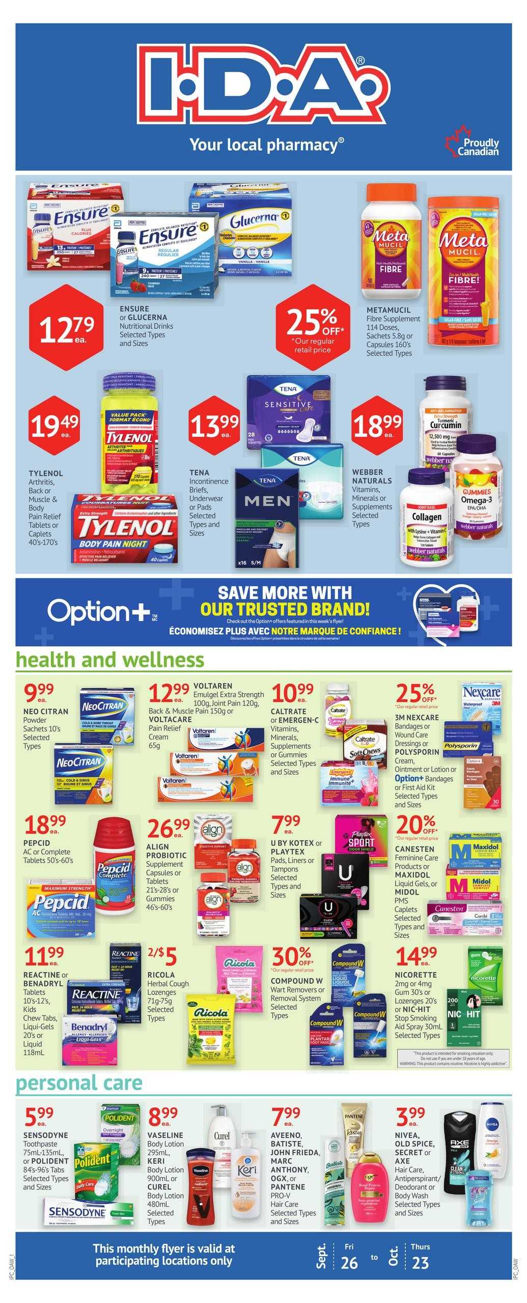 I.D.A. Pharmacy Monthly Flyer September 26 to October 23