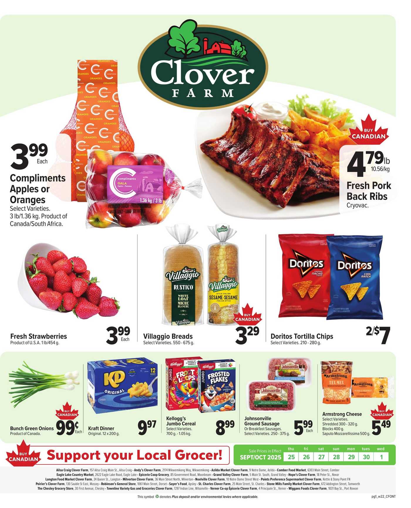 Clover Farm (ON) Flyer September 25 to October 1
