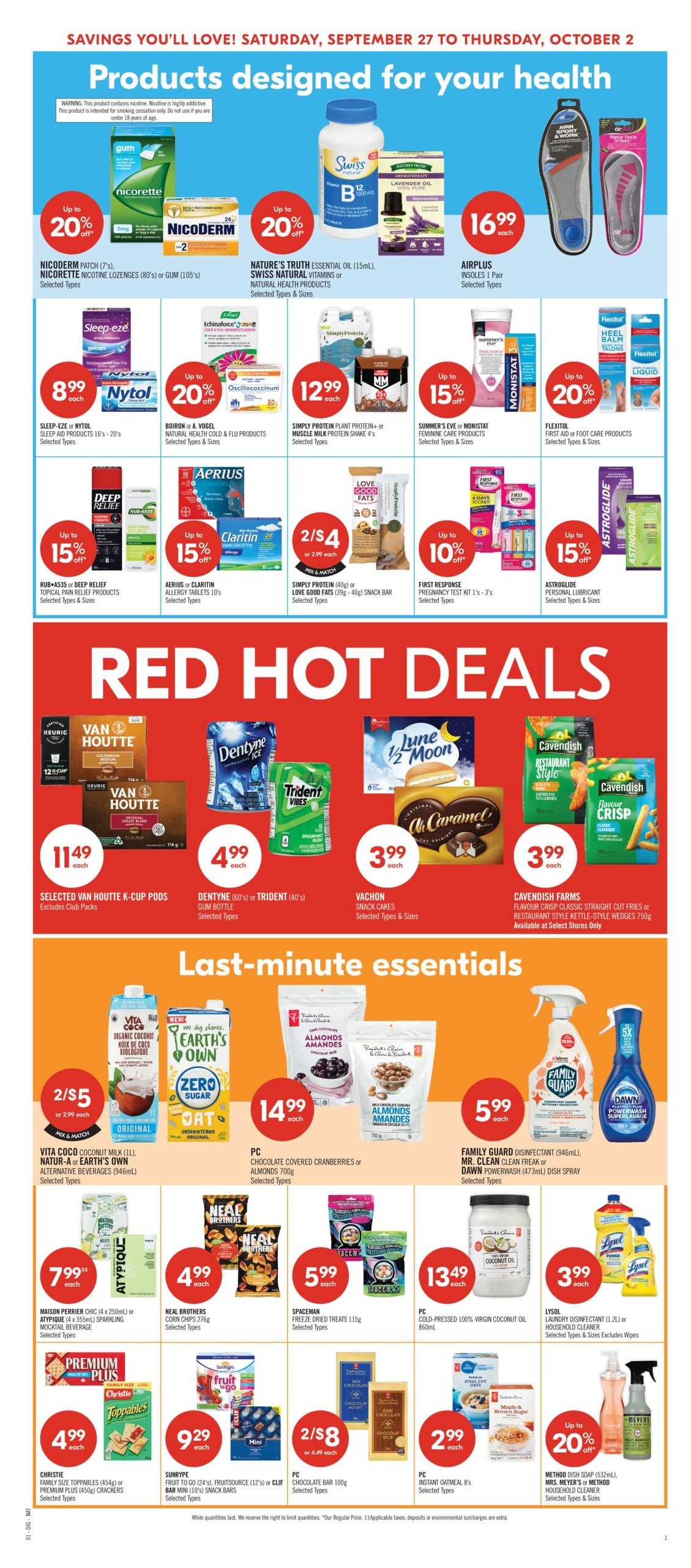 Shoppers Drug Mart (ON) Flyer September 27 to October 2