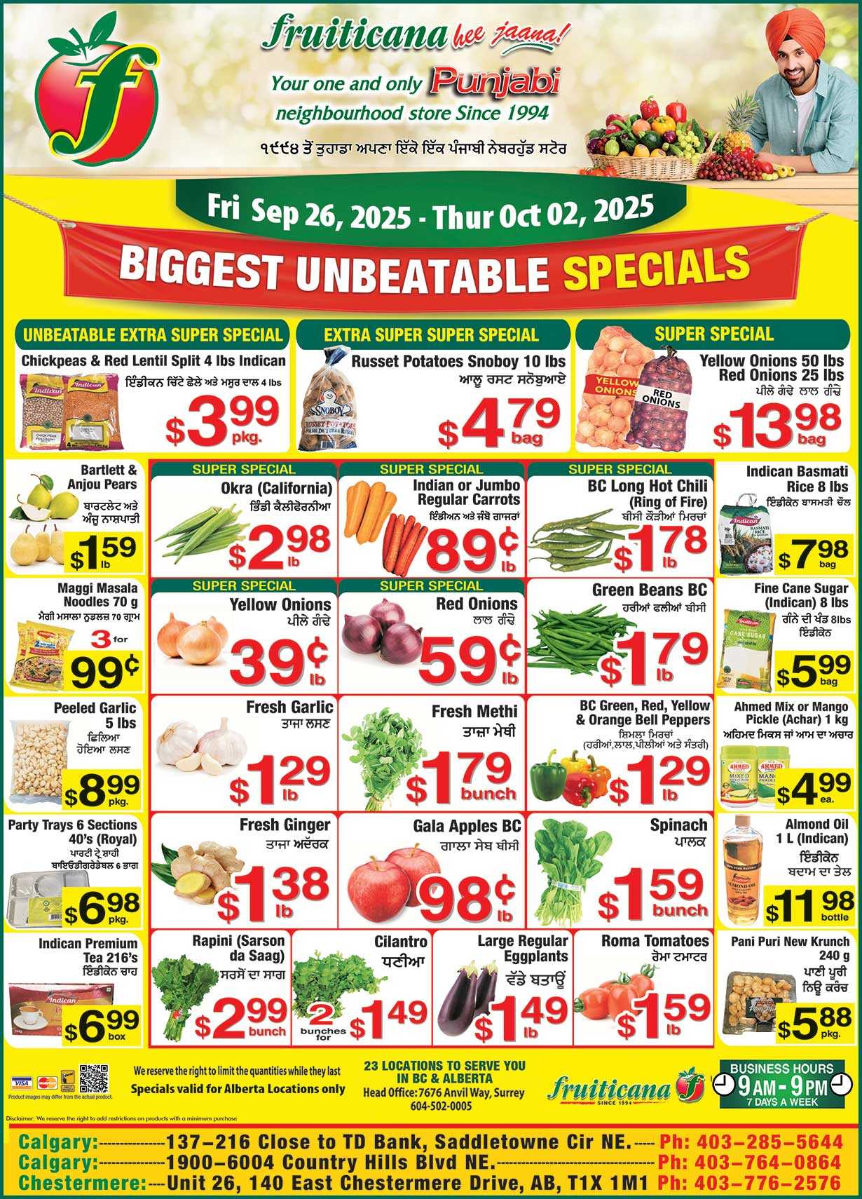 Fruiticana (Calgary) Flyer September 26 to October 2