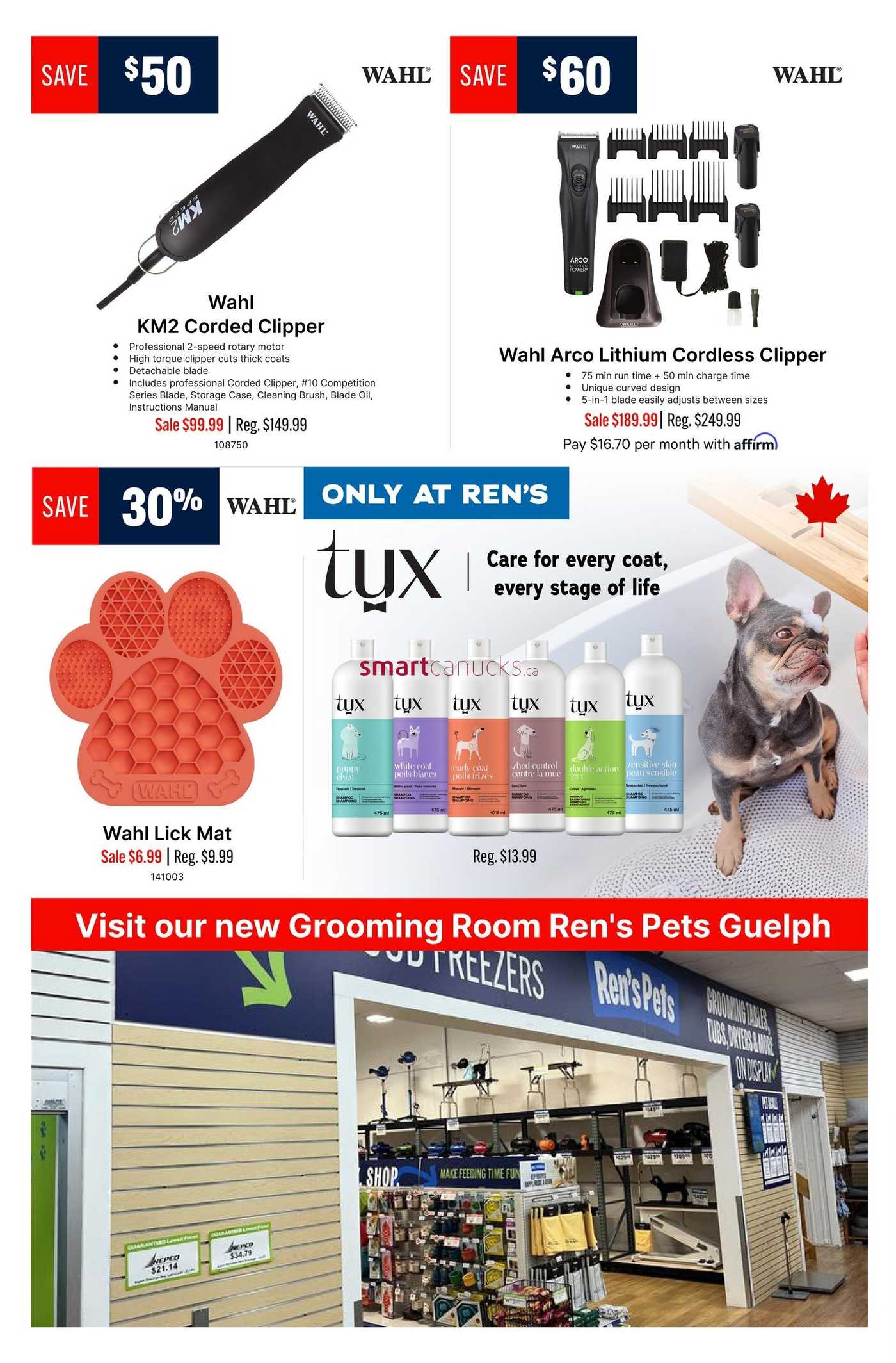 Ren's Pets Grooming Must Haves Monthly Flyer October 1 to 31