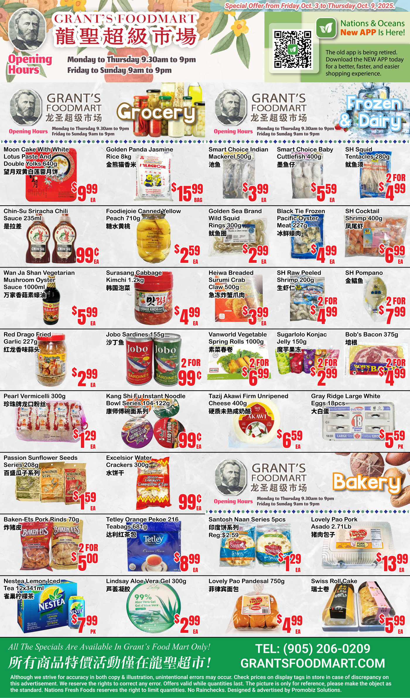 Grant's Food Mart Flyer October 3 to 9