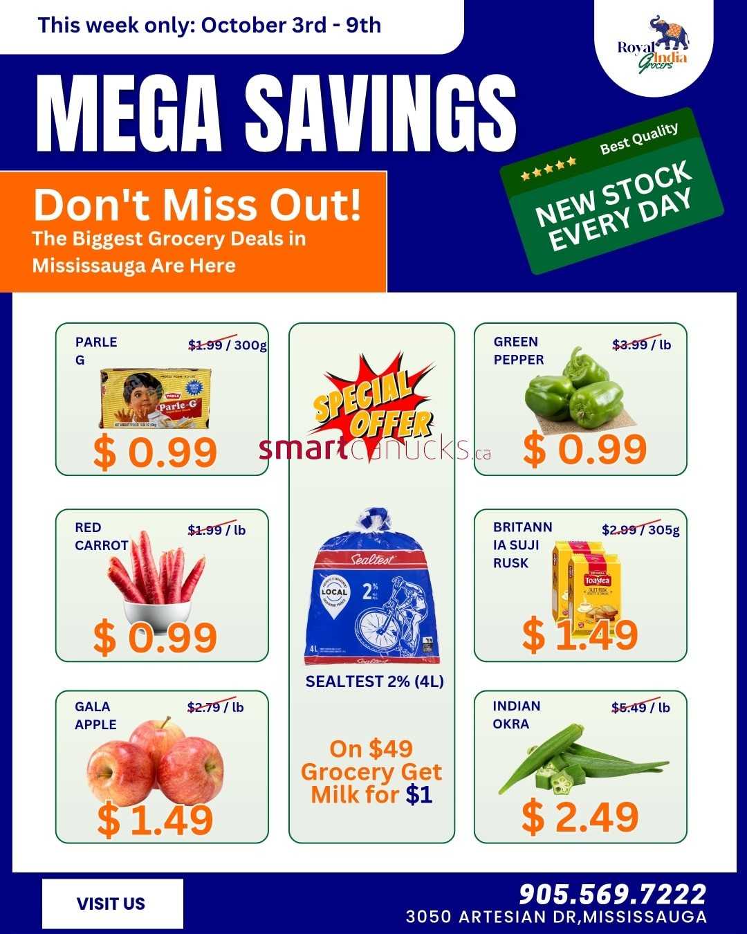 Royal India Grocers Flyer October 3 to 9