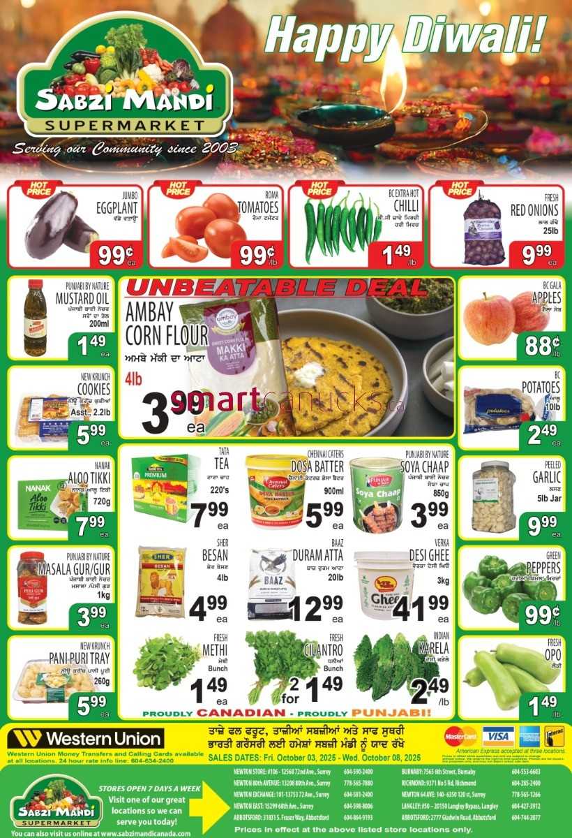 Sabzi Mandi Supermarket (Lower Mainland) Flyer October 3 to 8