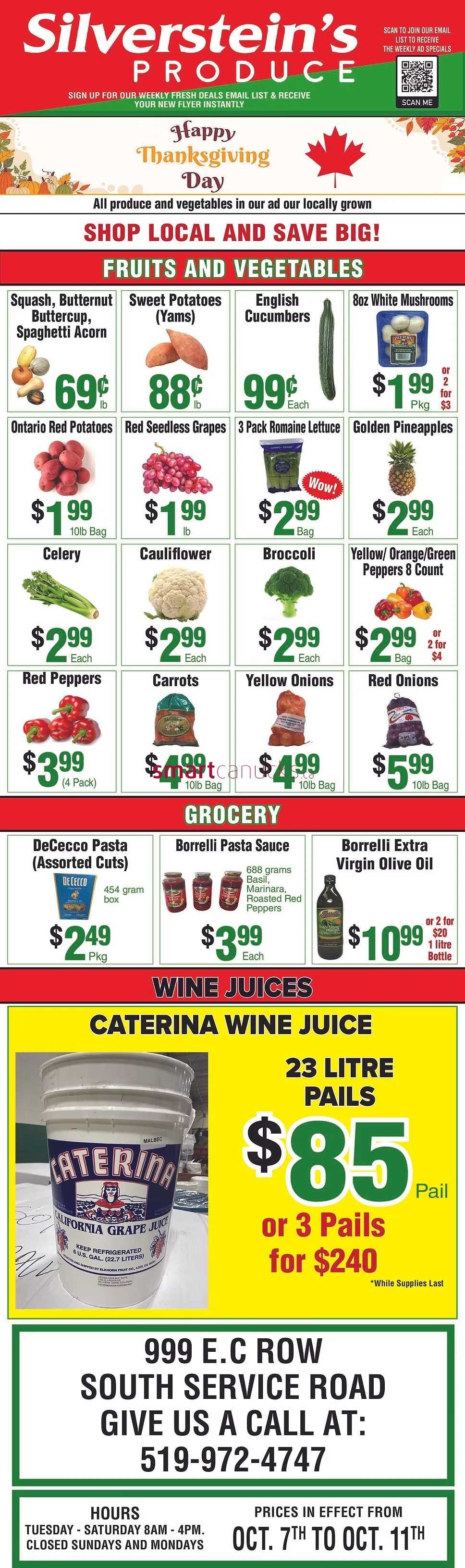 Silverstein's Produce Flyer October 7 to 11