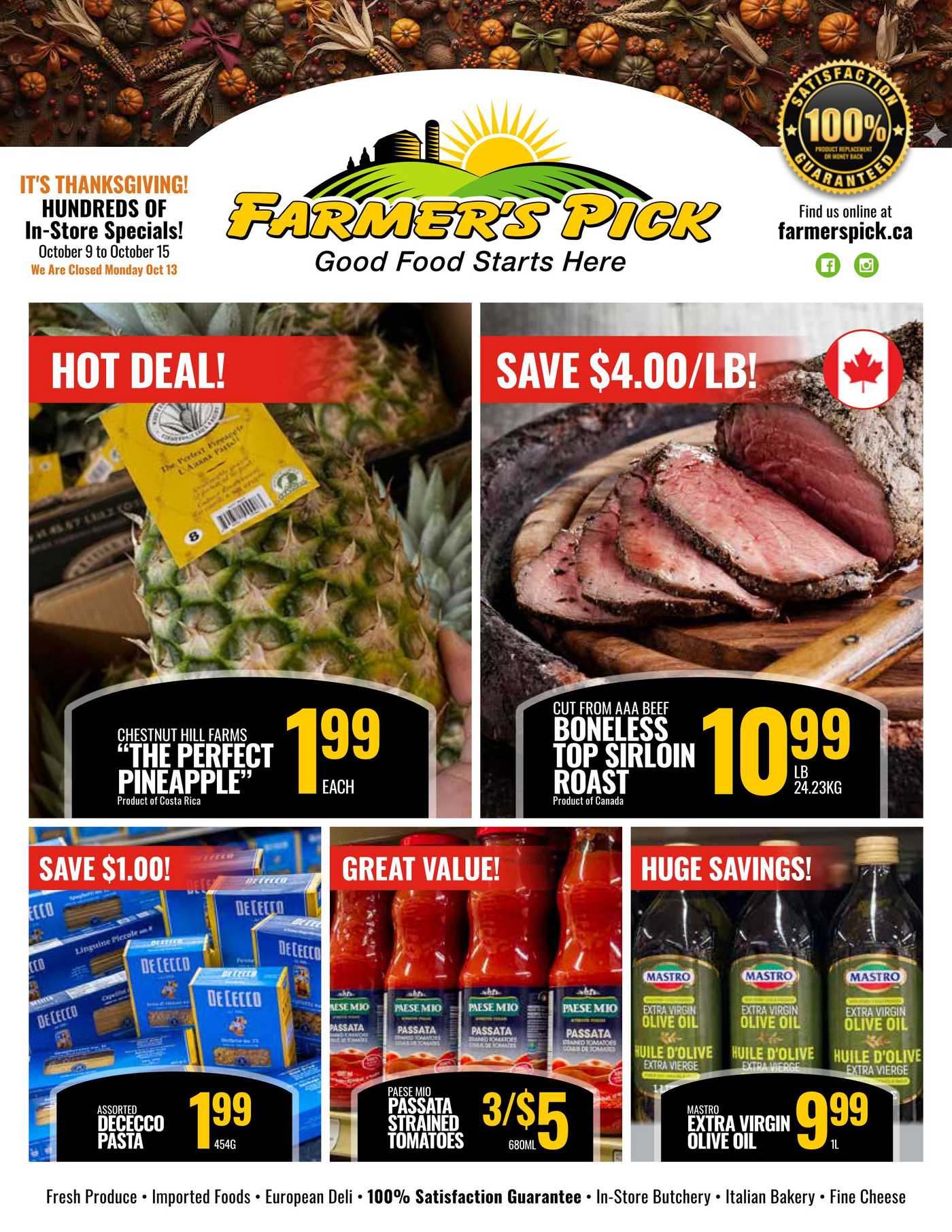 Farmer's Pick Flyer October 9 to 15