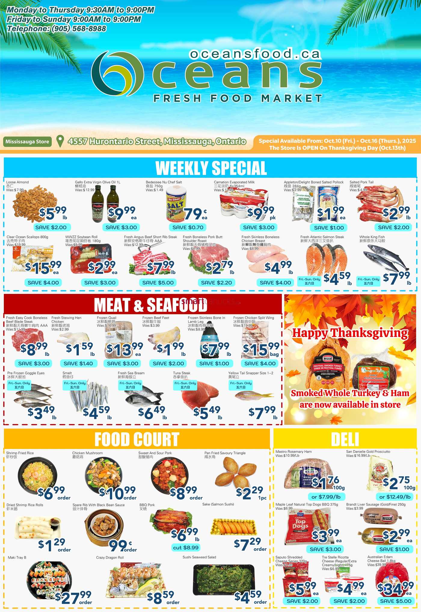Oceans Fresh Food Market (Mississauga) Flyer October 10 to 16