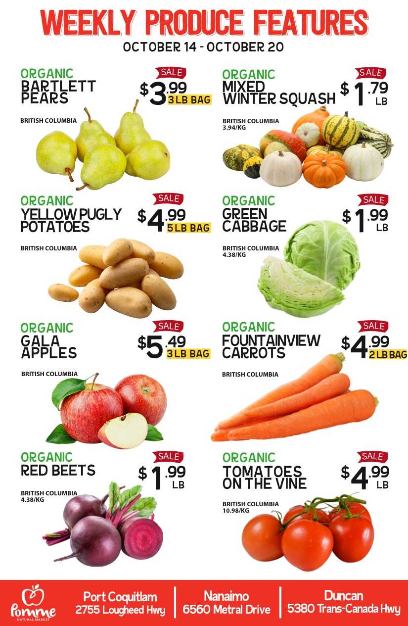Pomme Natural Market Weekly Produce Flyer October 14 to 20