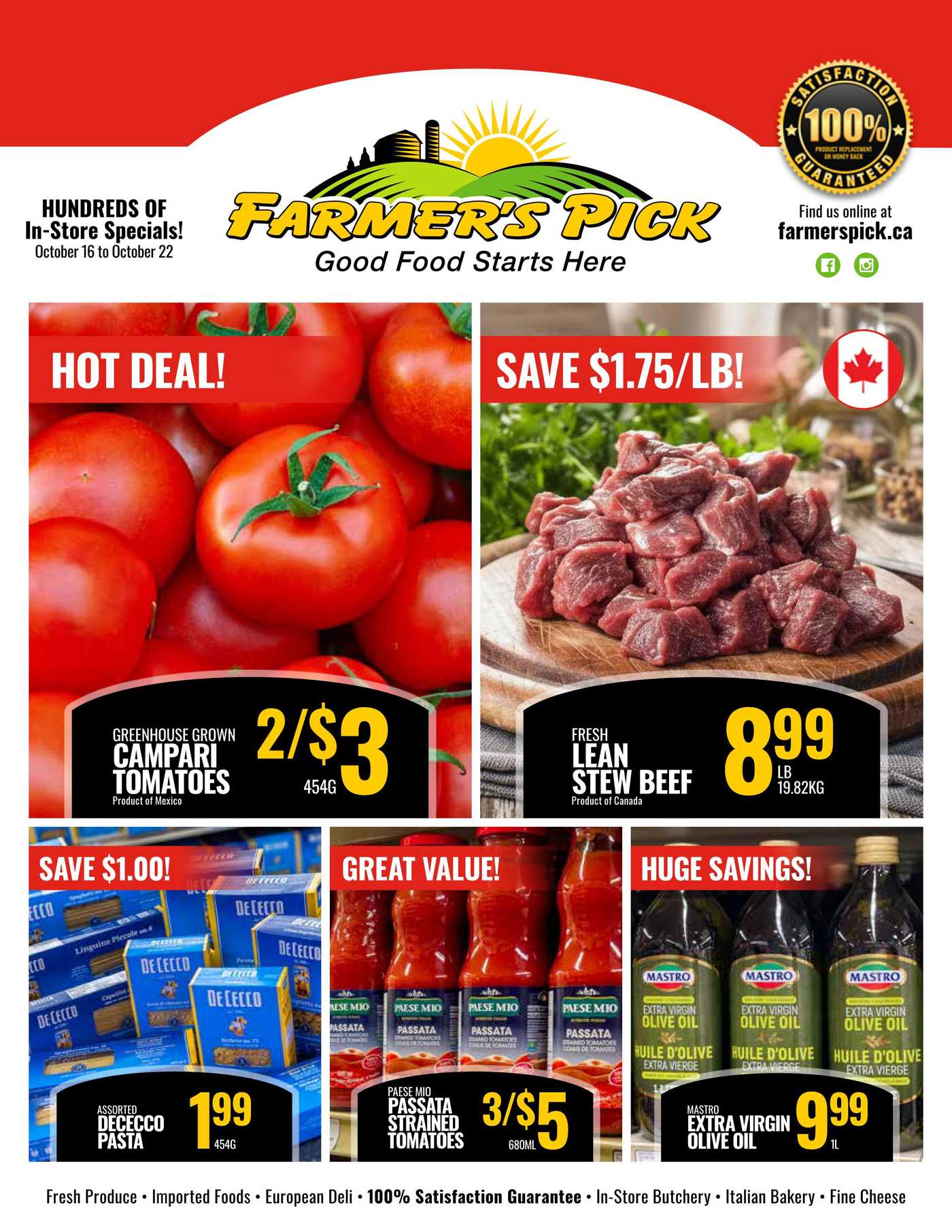 Farmer's Pick Flyer October 16 to 22